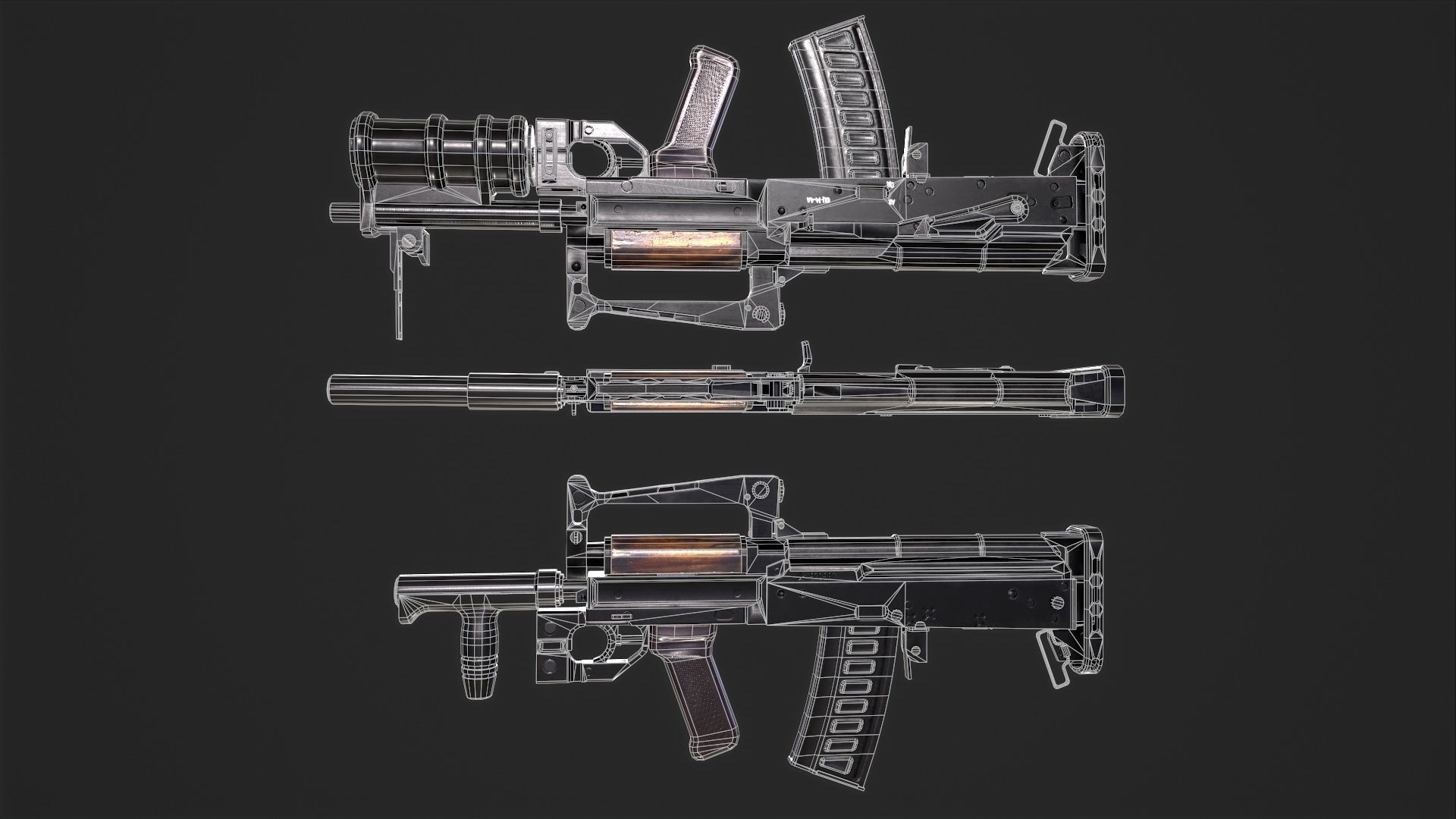 3D model OTs-14 Groza VR / AR / low-poly | CGTrader
