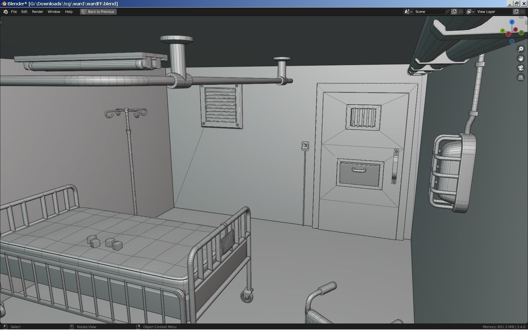 3D model Haunted Hospital Ward Room VR / AR / low-poly | CGTrader