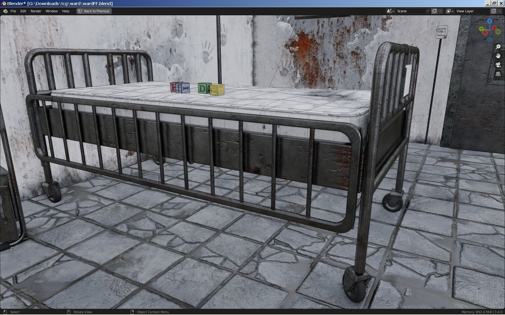 3D model Haunted Hospital Ward Room VR / AR / low-poly | CGTrader