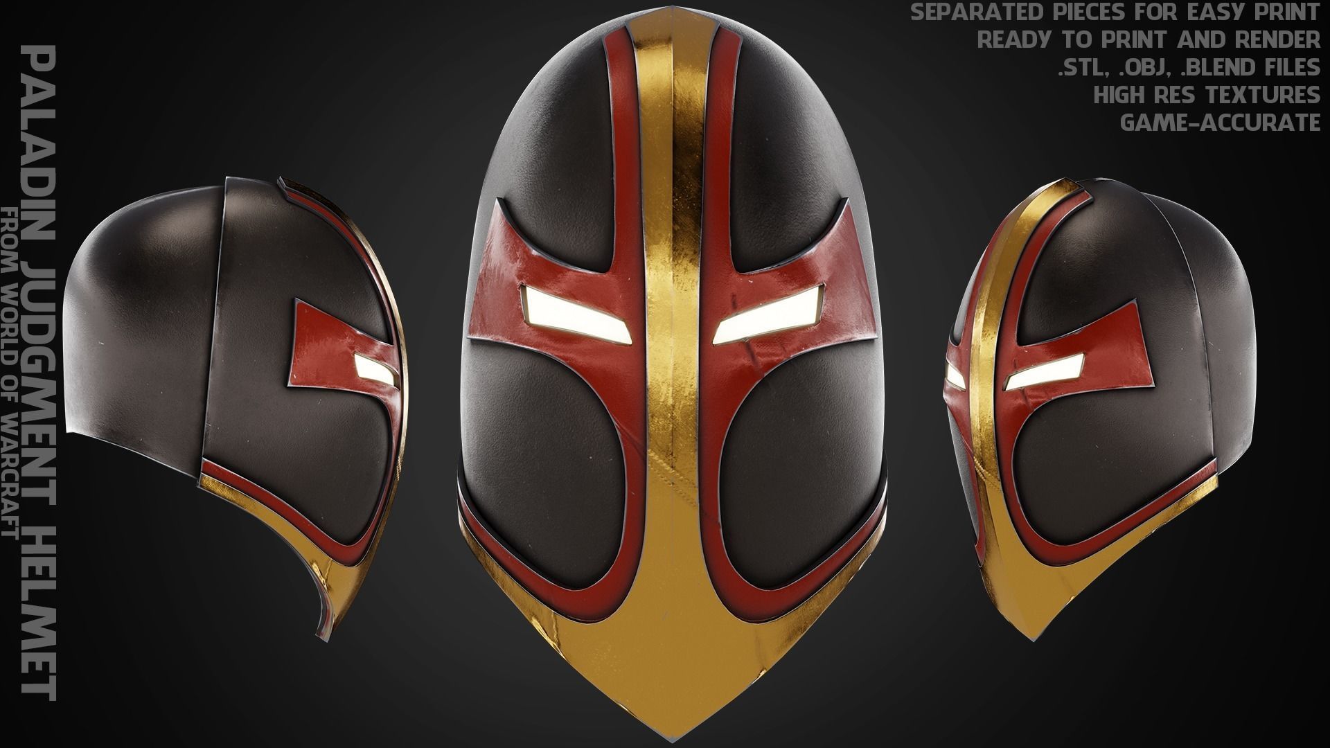 World of Warcraft Paladin Judgment Helmet for Cosplay 3D model 3D ...