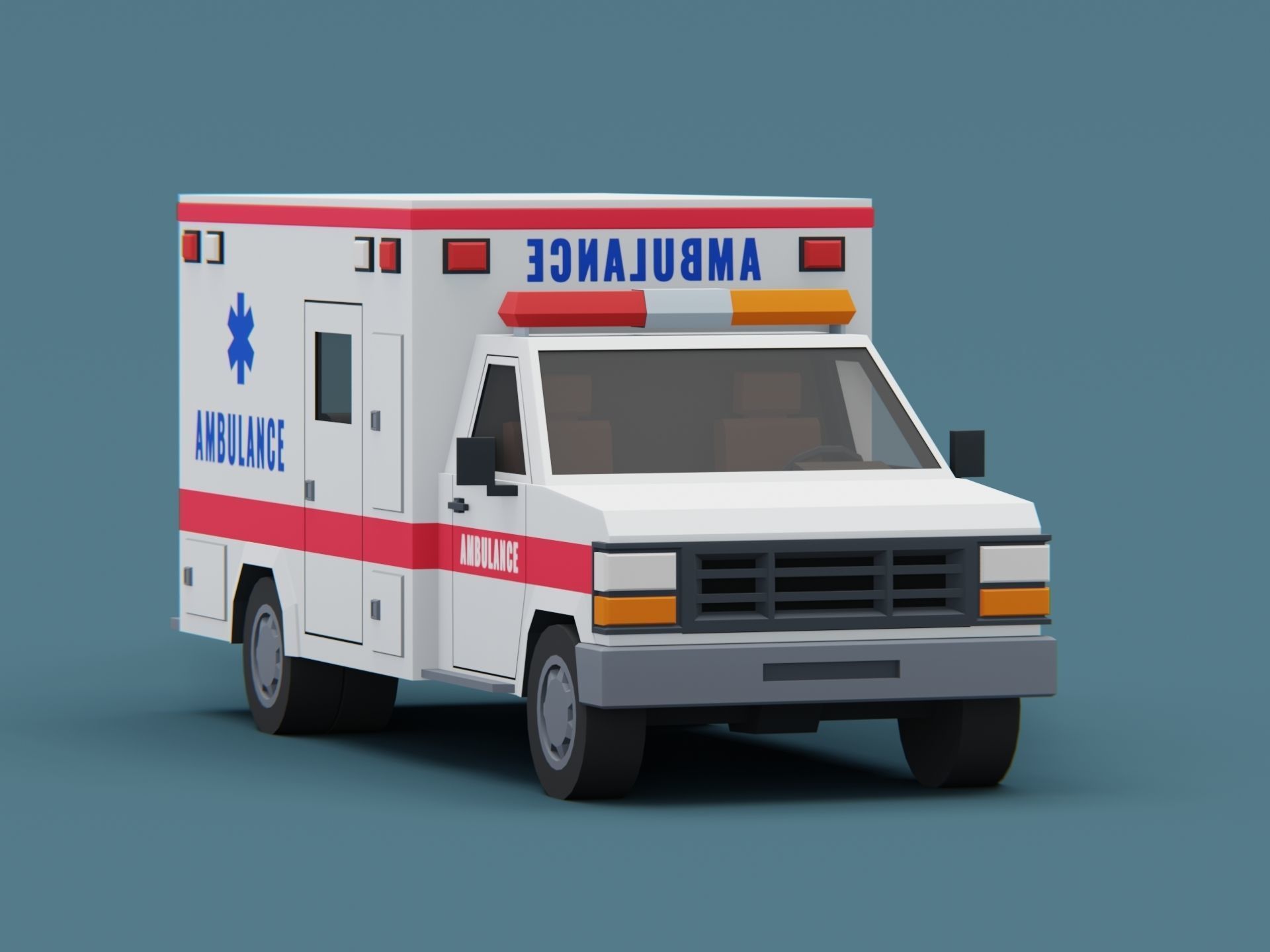 3D model Stylized City Ambulance truck VR / AR / low-poly | CGTrader
