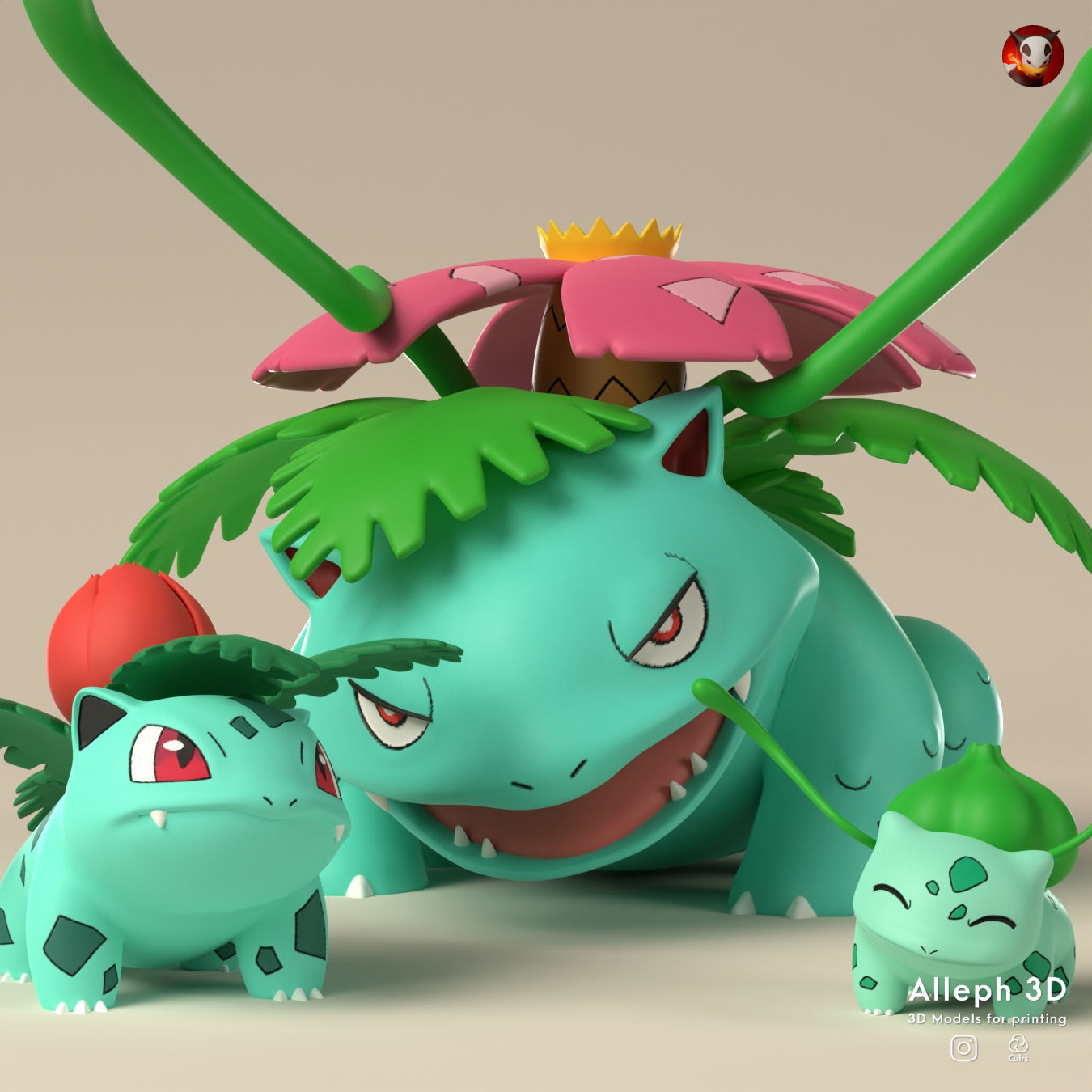 Pokemon bulbasaur evolution pack 3D model 3D printable | CGTrader