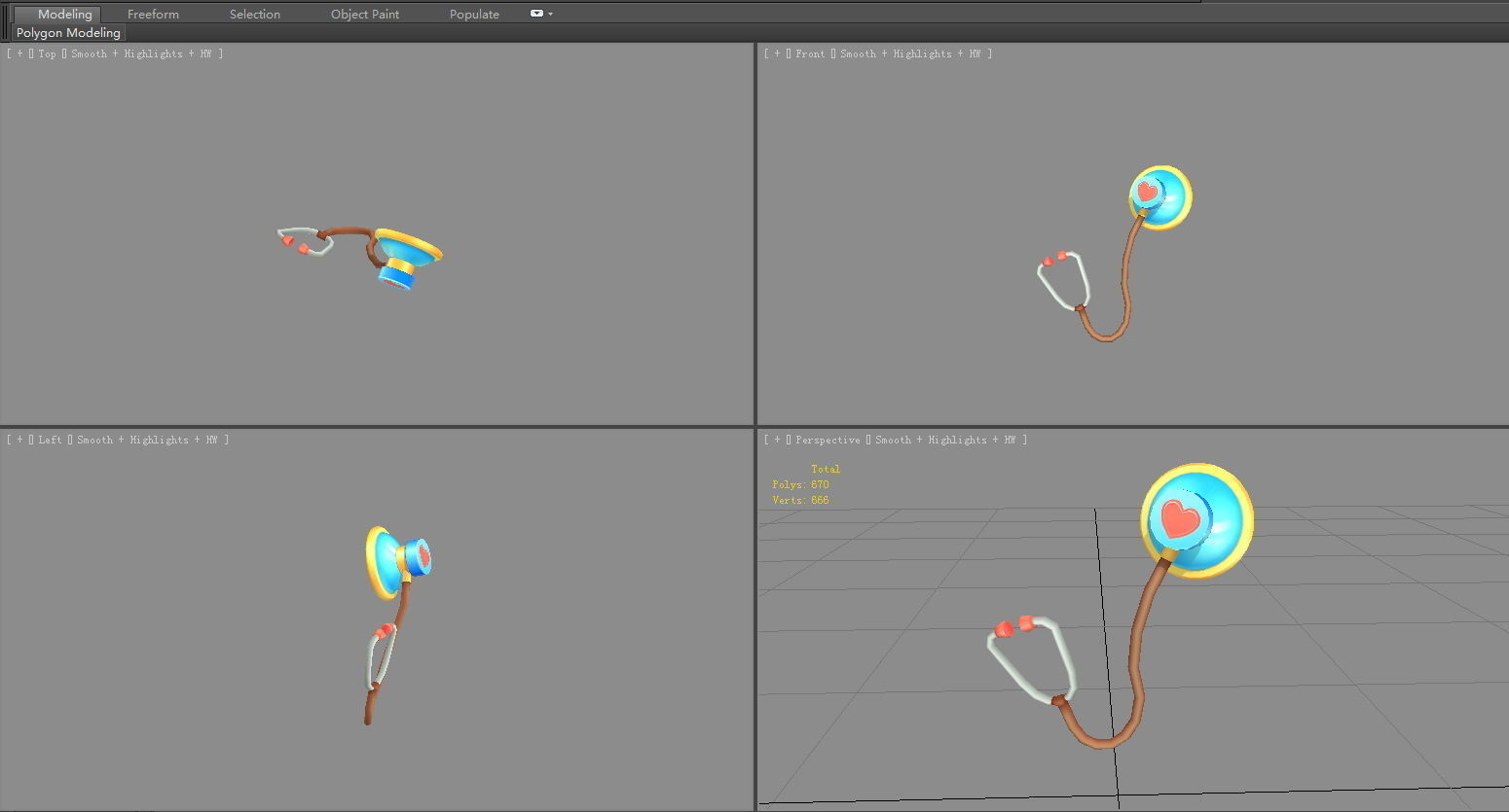 3D model Cartoon stethoscope - medical instrument VR / AR / low-poly ...