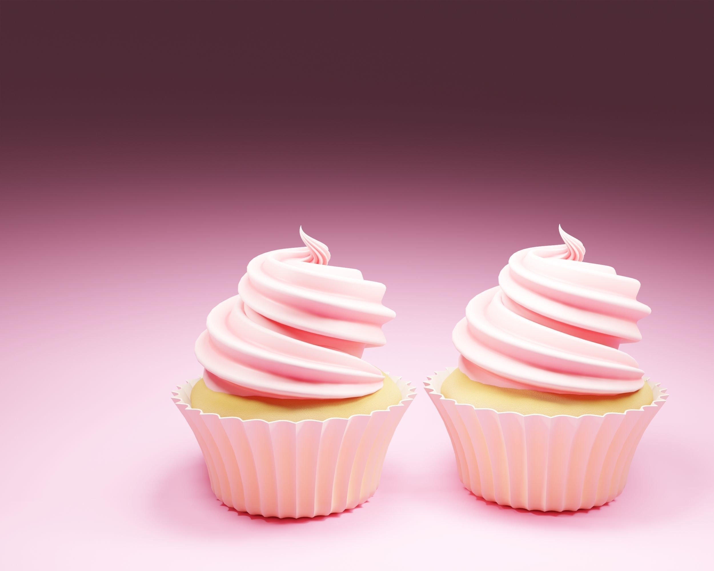 pink cupcake receipt on background 3d render 3D model | CGTrader
