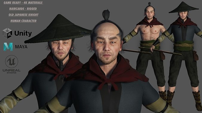 3D model 3D REALISTIC MALE CHARACTER - OLD JAPANESE KNIGHT 01 - Asian ...