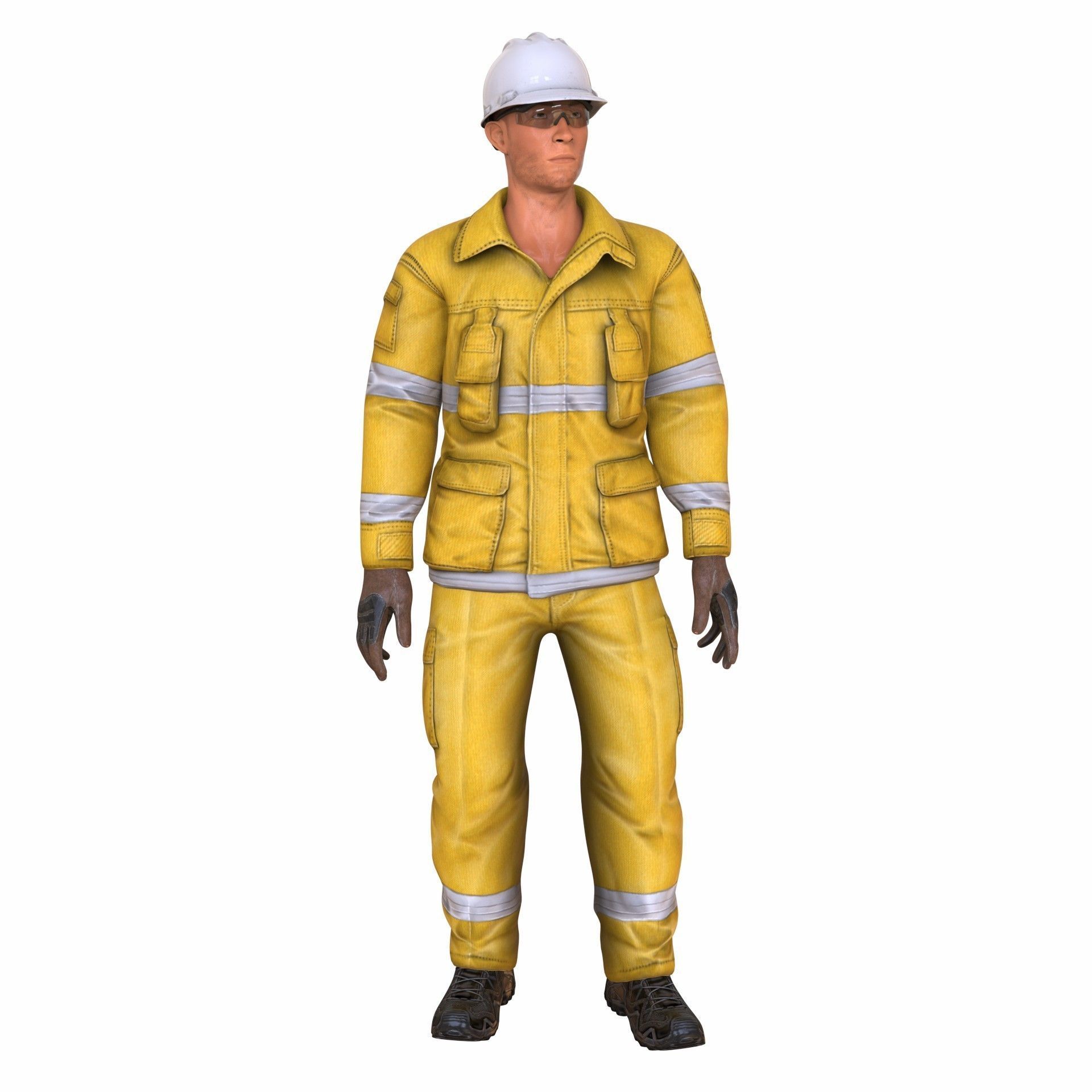 3D model Construction Worker Character RIGGED ANIMATED VR / AR / low ...