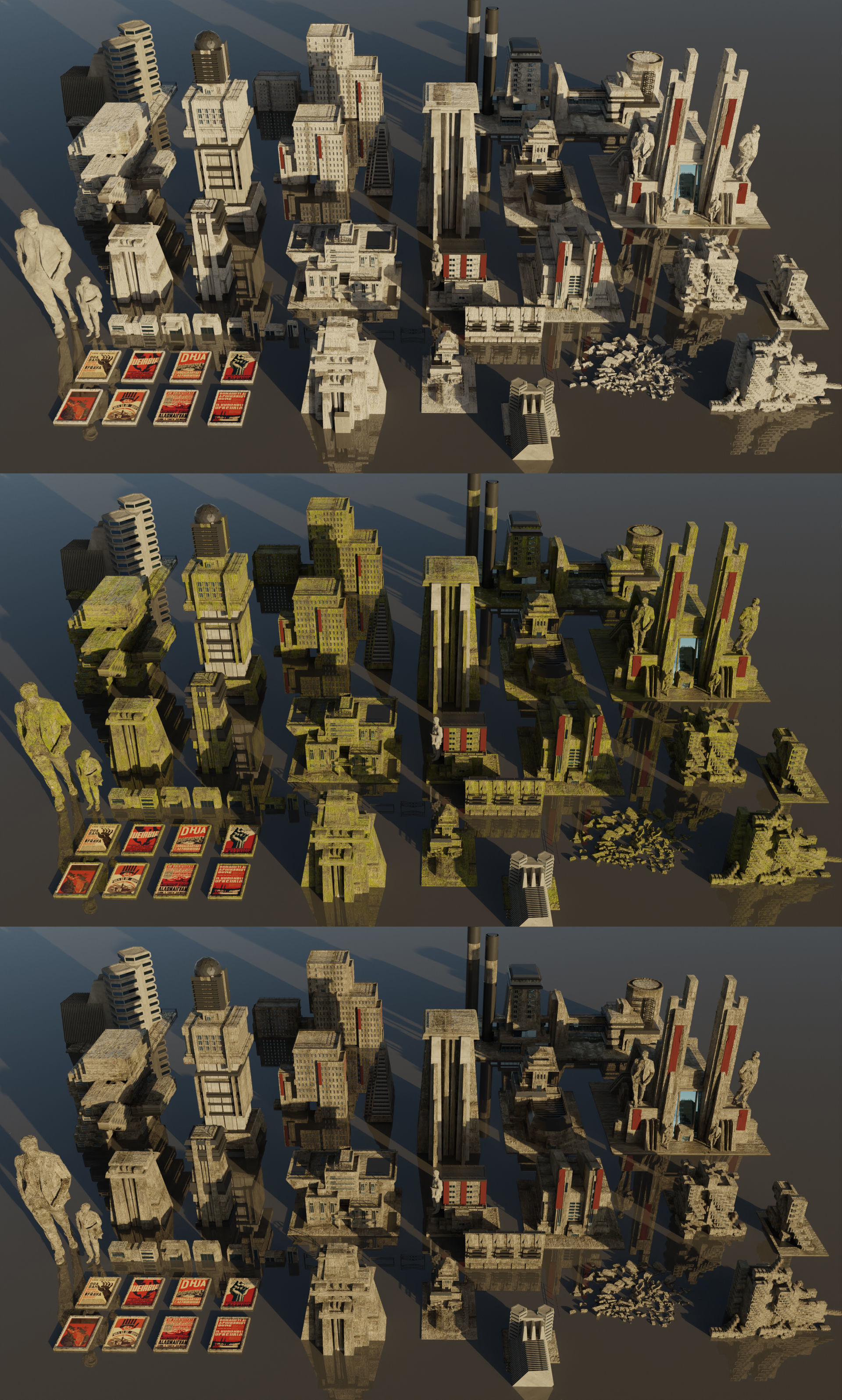 3D model Destopian city - Brutalism - Kitbash Asset Pack VR / AR / low-poly | CGTrader