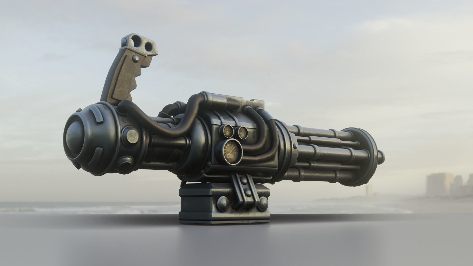 3D model low poly minigun VR / AR / low-poly | CGTrader
