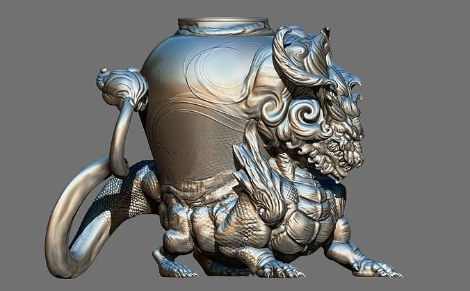 Chinese-dragon pot 3D model 3D printable | CGTrader