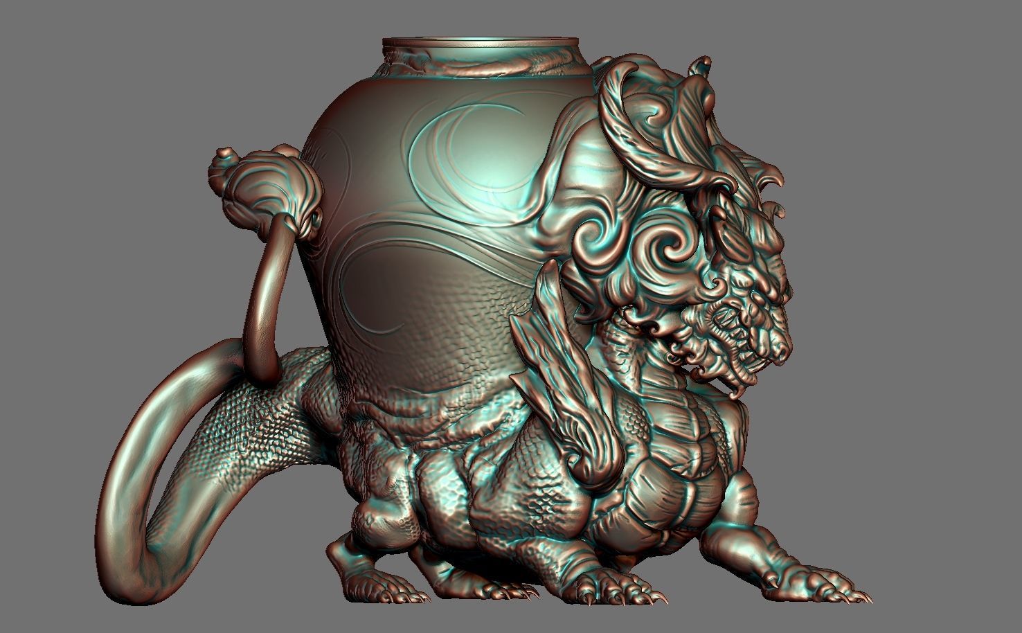 Chinese-dragon pot 3D model 3D printable | CGTrader