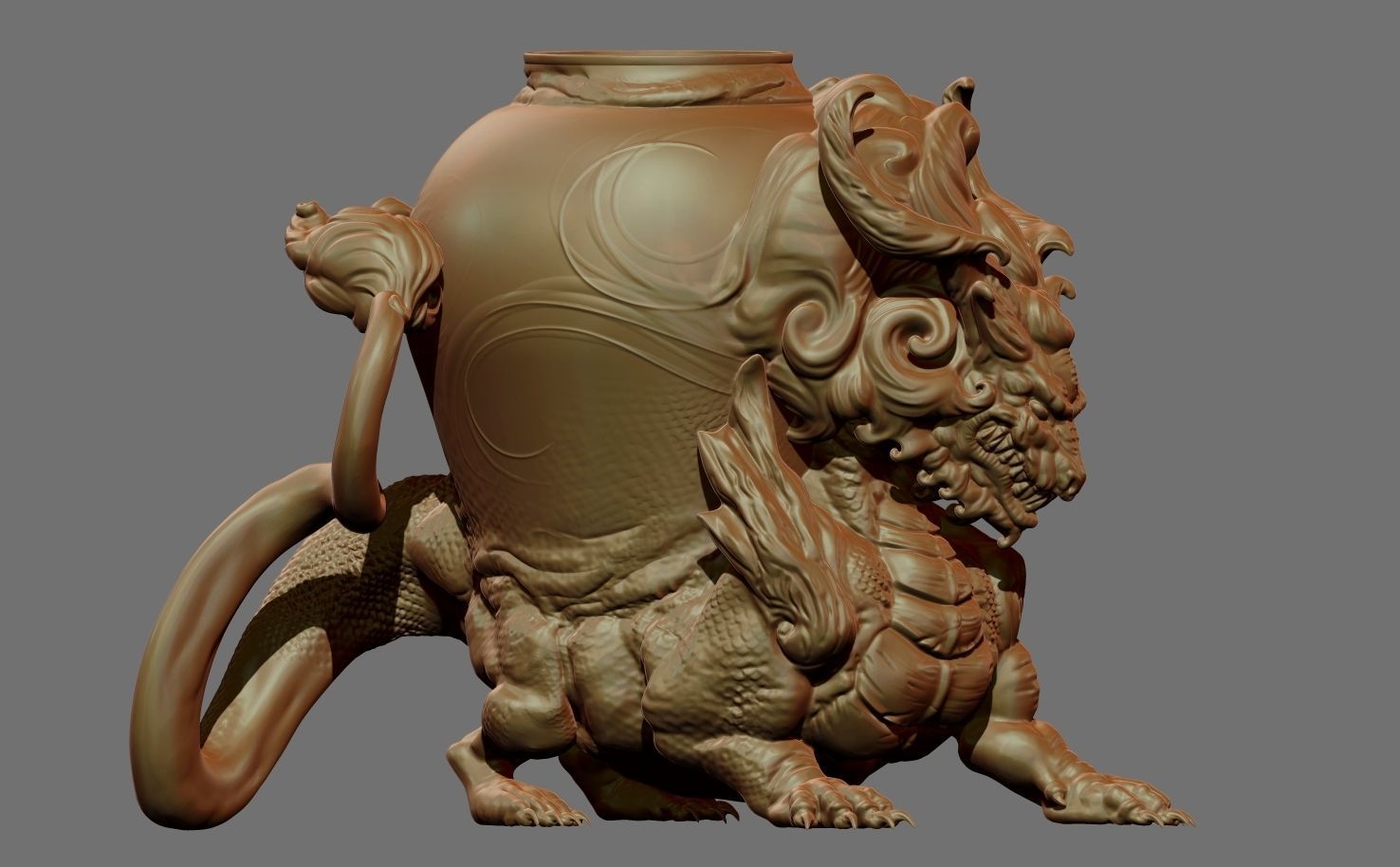 Chinese-dragon pot 3D model 3D printable | CGTrader