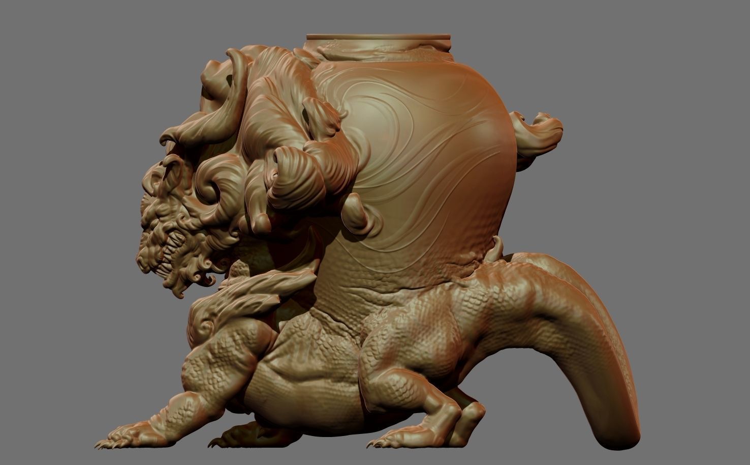 Chinese-dragon pot 3D model 3D printable | CGTrader