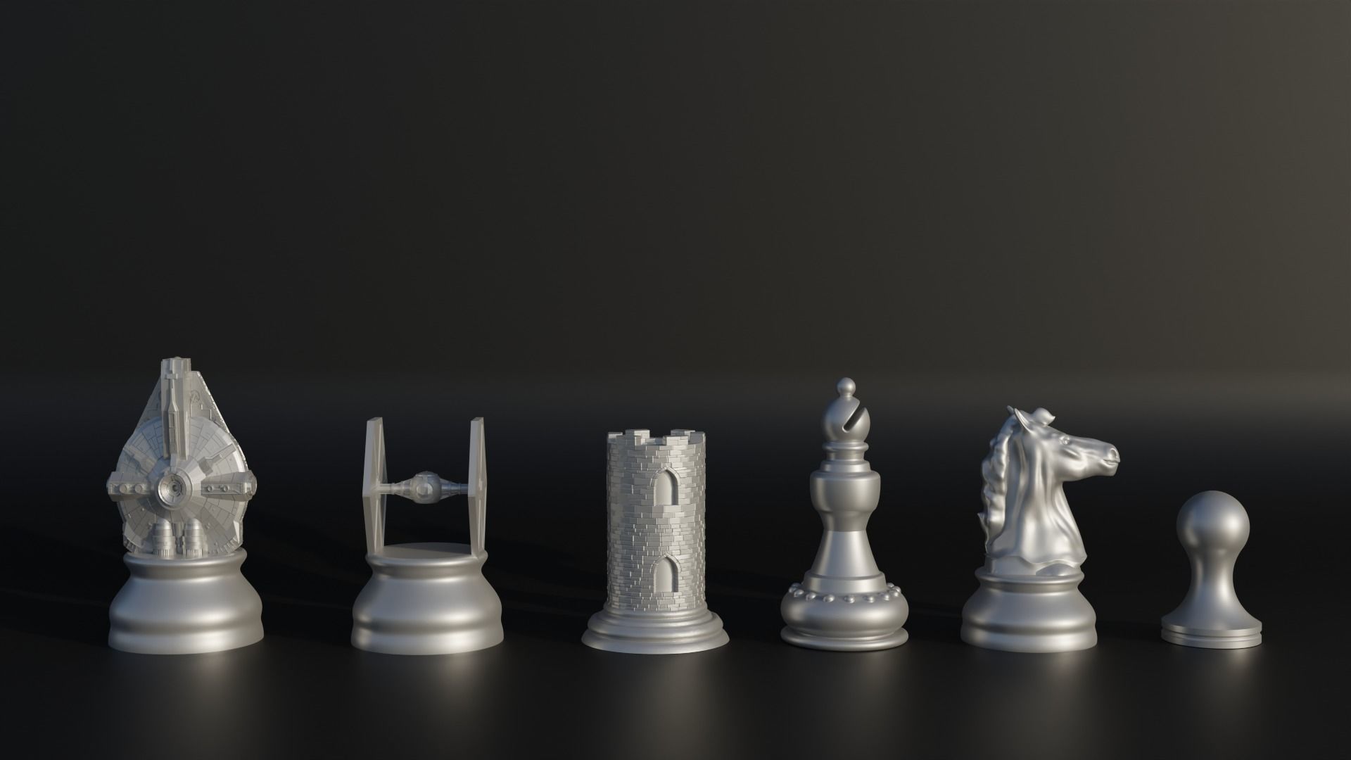 Starwars Space Ships Figure Chess Set - 6 Different Pieces 3D model 3D ...