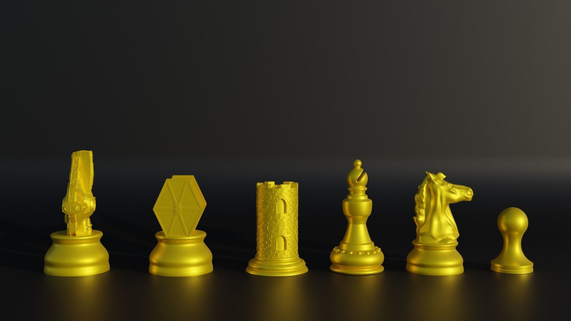 Starwars Space Ships Figure Chess Set - 6 Different Pieces 3D model 3D ...