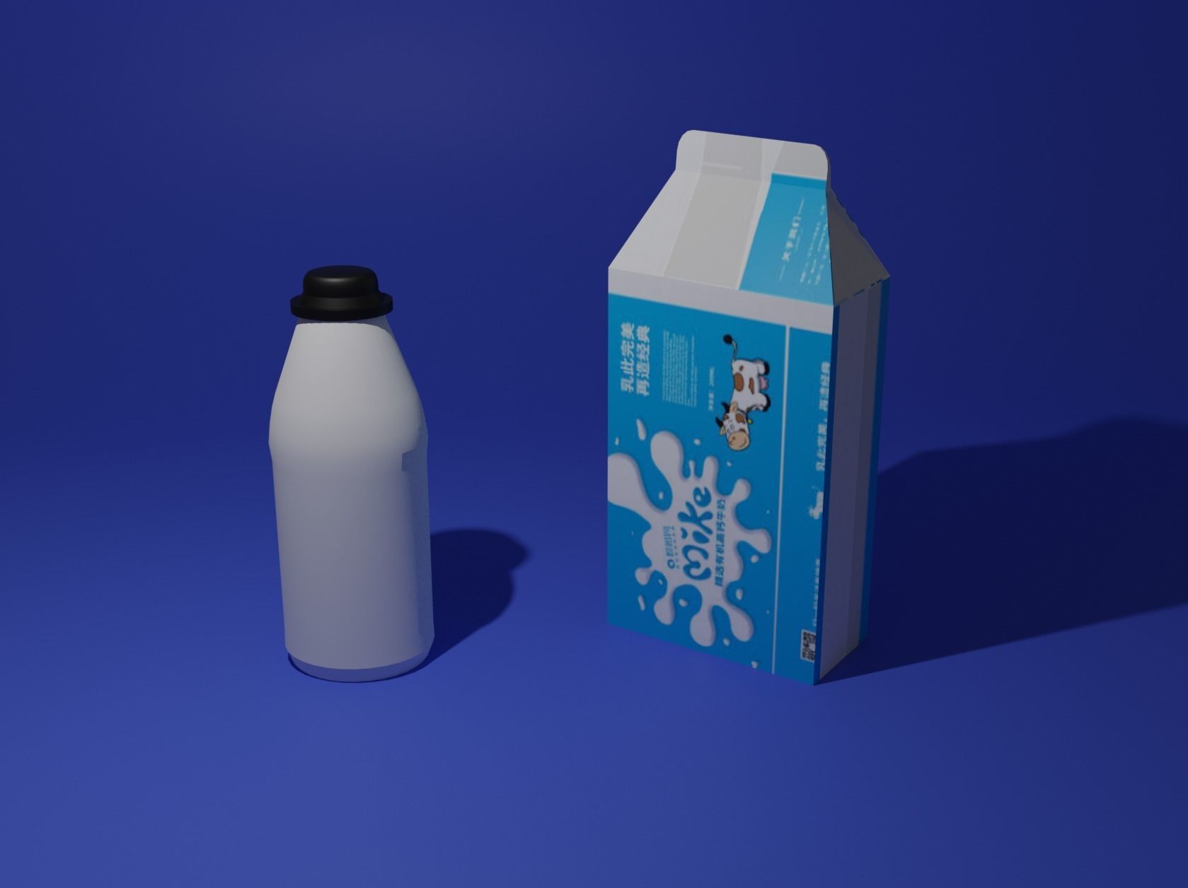 Milk and Box 3D model | CGTrader