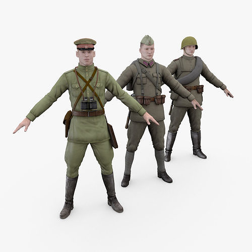 3D model infantry USSR soldier VR / AR / low-poly | CGTrader