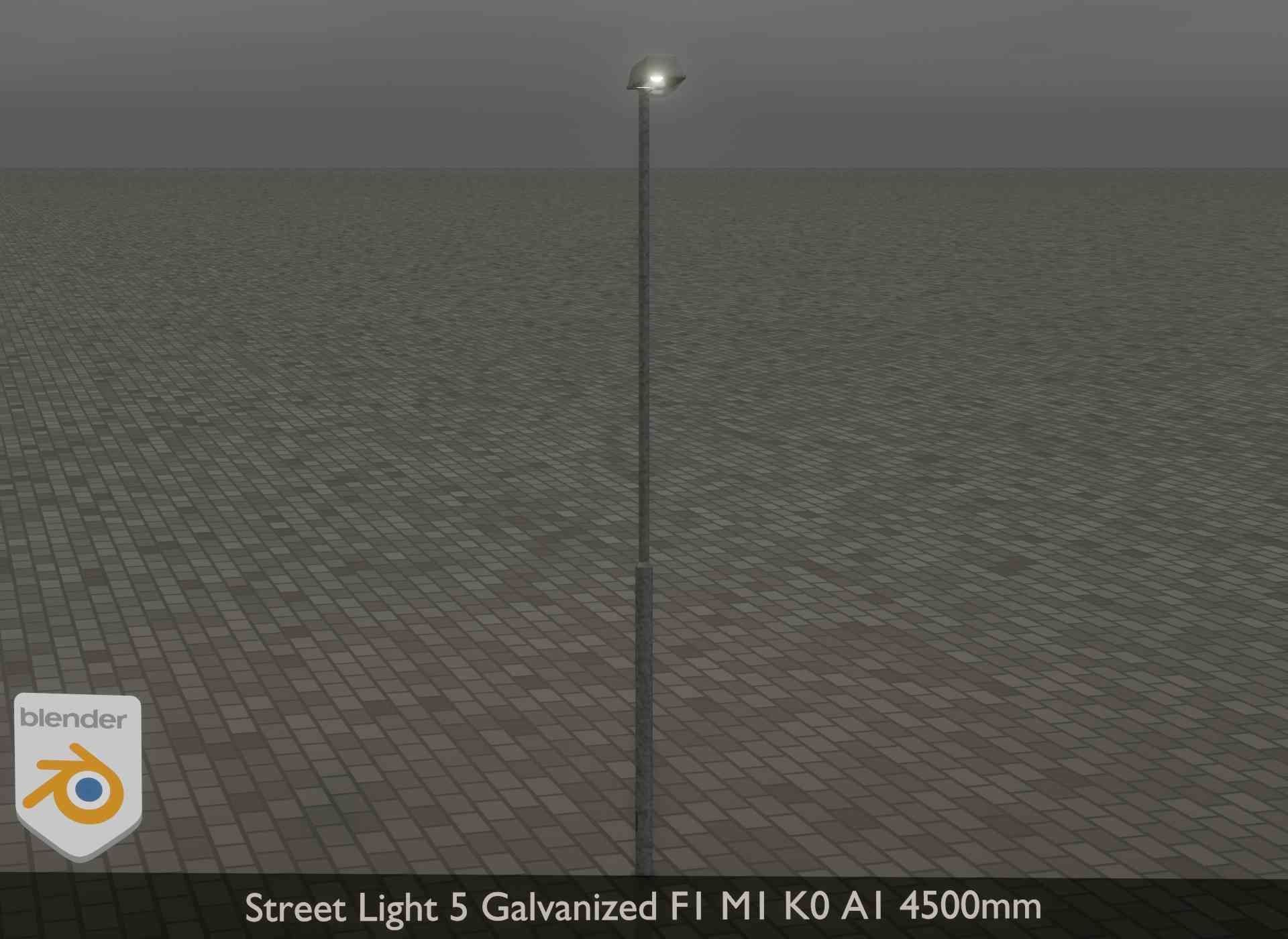 3D model Street Light 5 Galvanized F1 M1 K0 A1 4500mm VR / AR / low ...