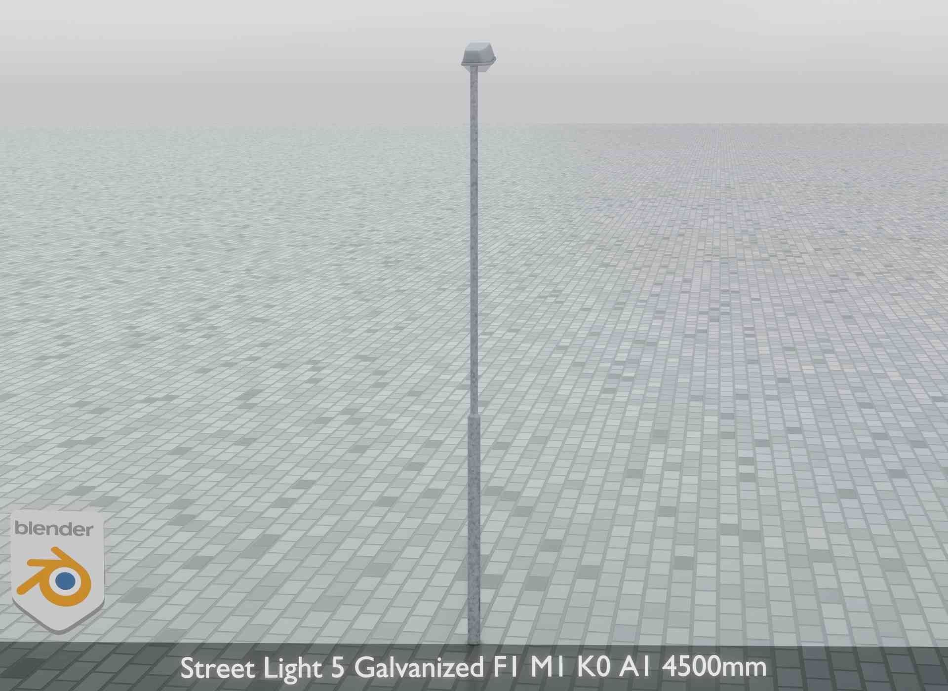 3D model Street Light 5 Galvanized F1 M1 K0 A1 4500mm VR / AR / low ...