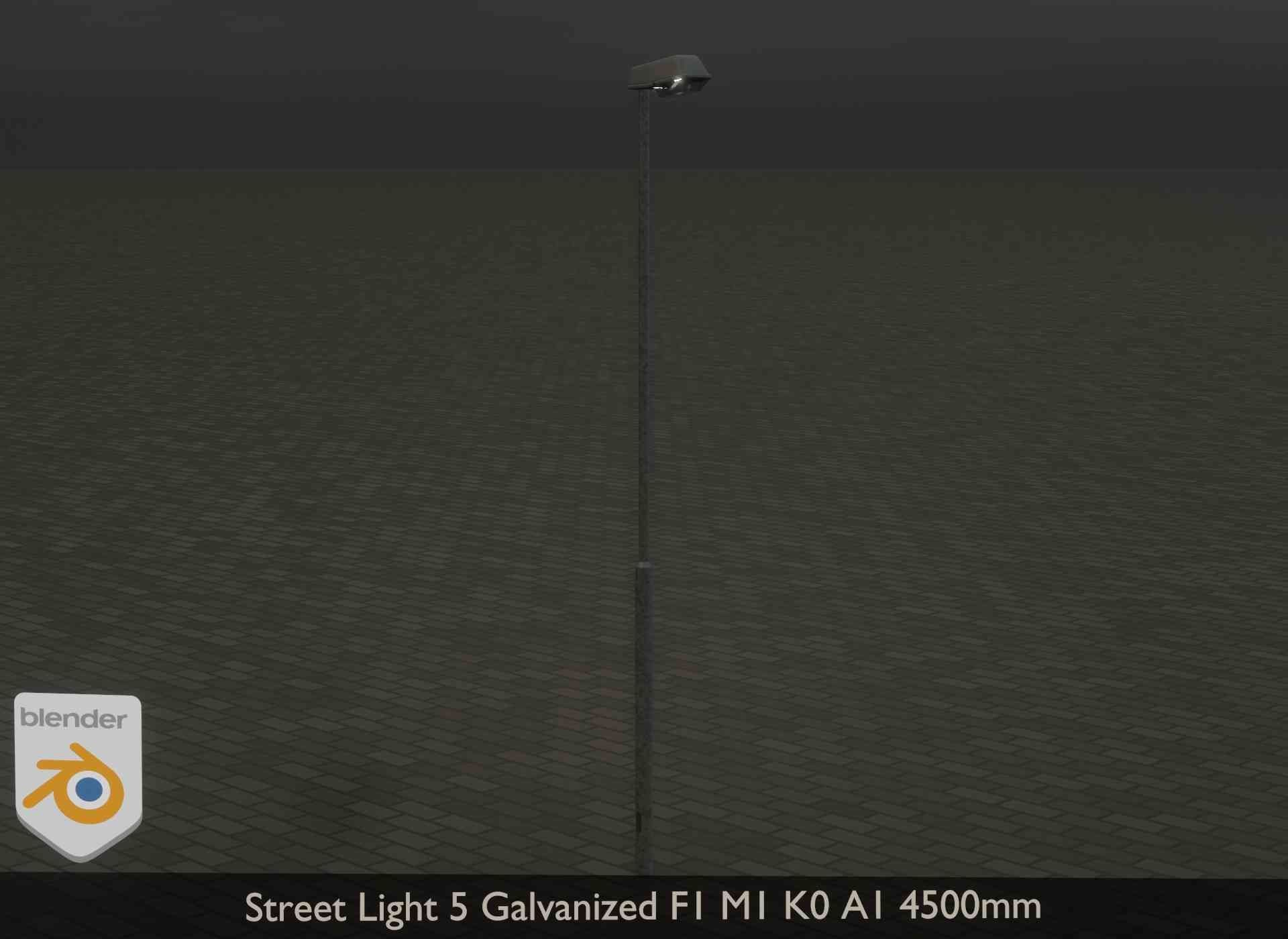 3D model Street Light 5 Galvanized F1 M1 K0 A1 4500mm VR / AR / low ...