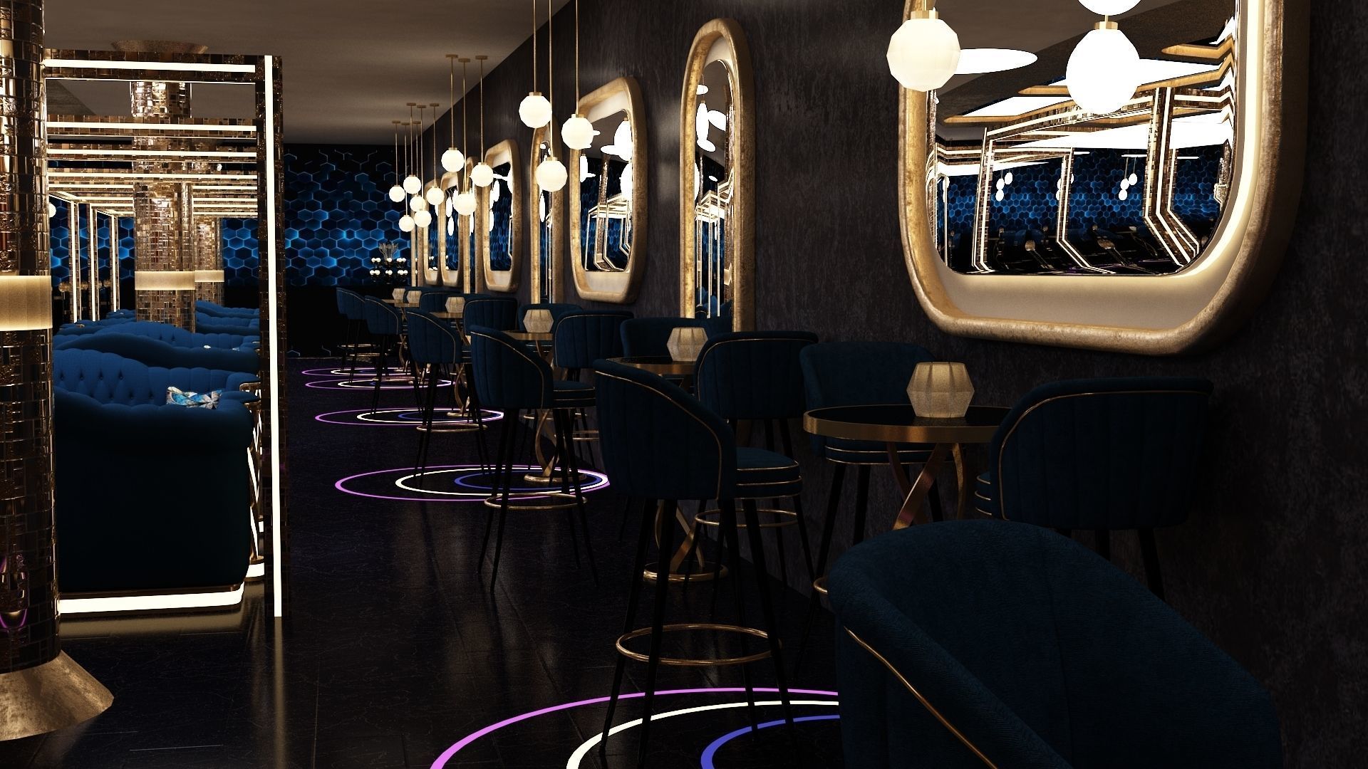Luxury nightclub bar interior design 3D model | CGTrader