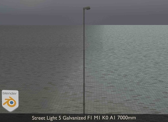 3D model Street Light 5 Galvanized F1 M1 K0 A1 7000mm VR / AR / low ...