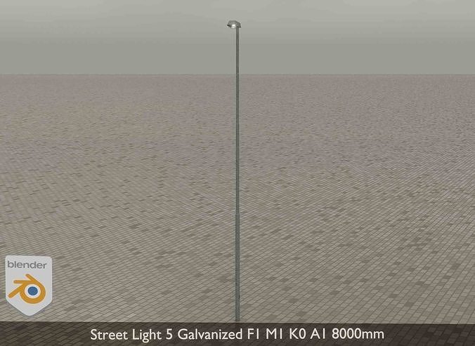 3D model Street Light 5 Galvanized F1 M1 K0 A1 8000mm VR / AR / low ...
