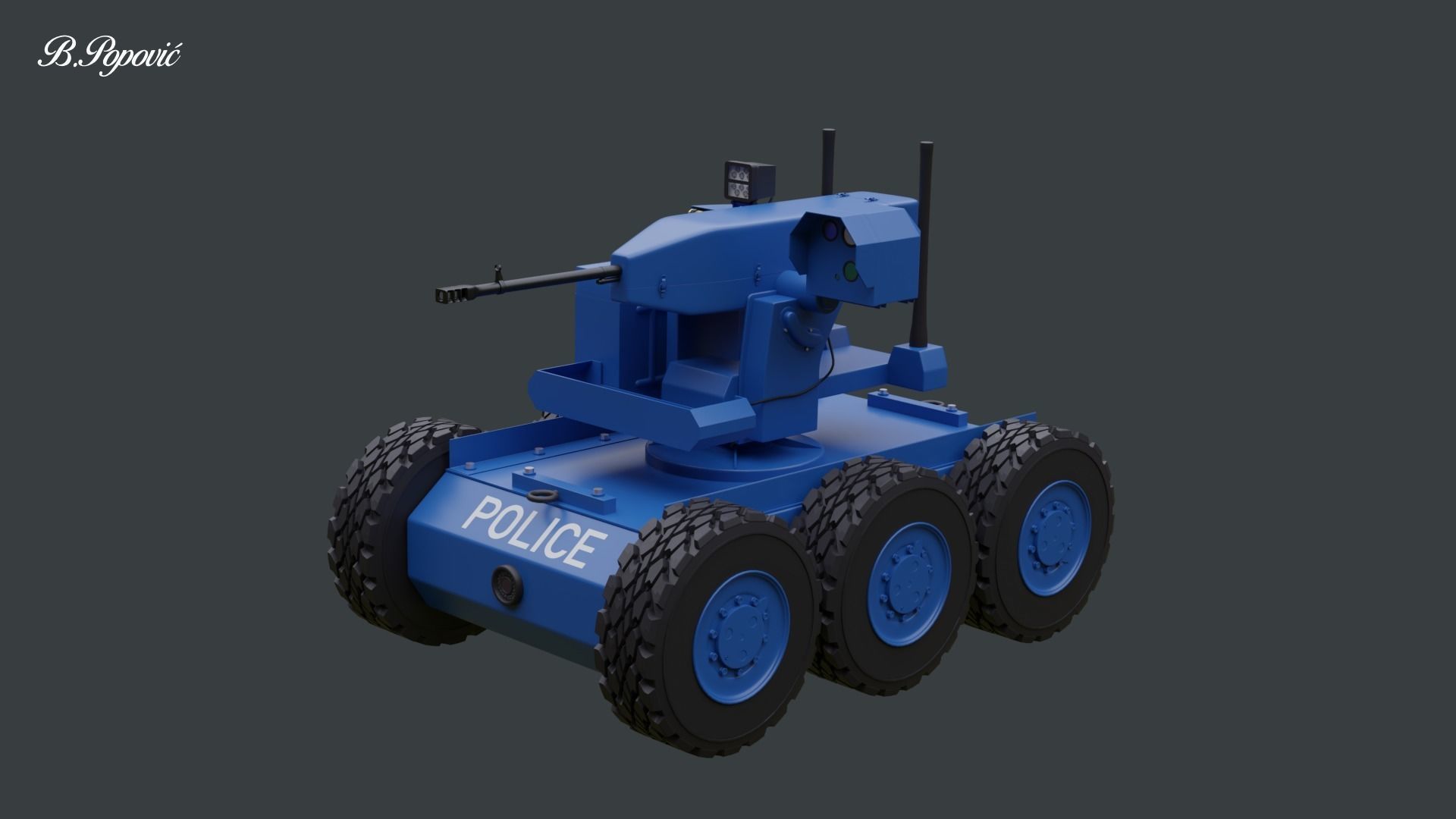 Armed Police Robot 3D model rigged | CGTrader