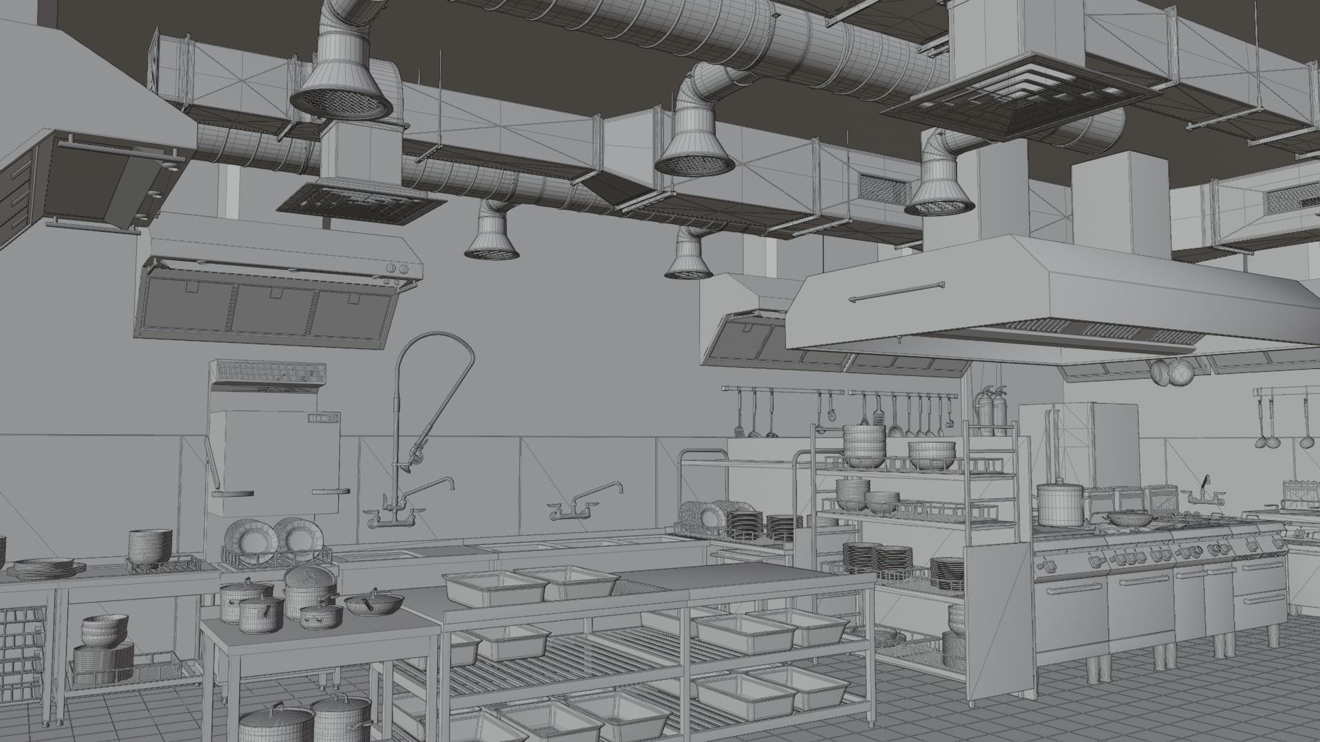 Commercial Kitchen v3 3D model | CGTrader