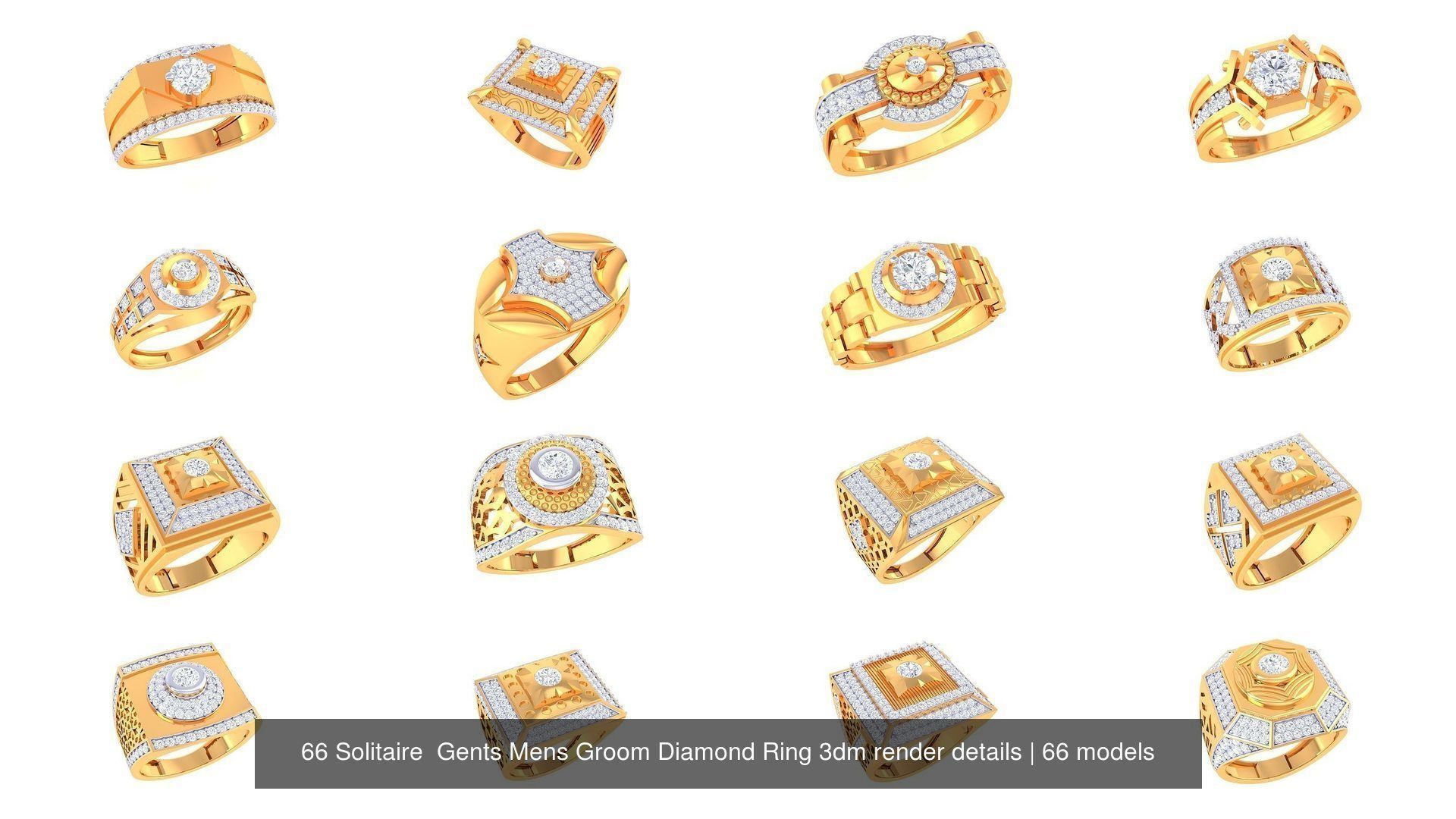 66 Solitaire Gents Mens Groom Diamond Ring 3dm render details 3D Model ...