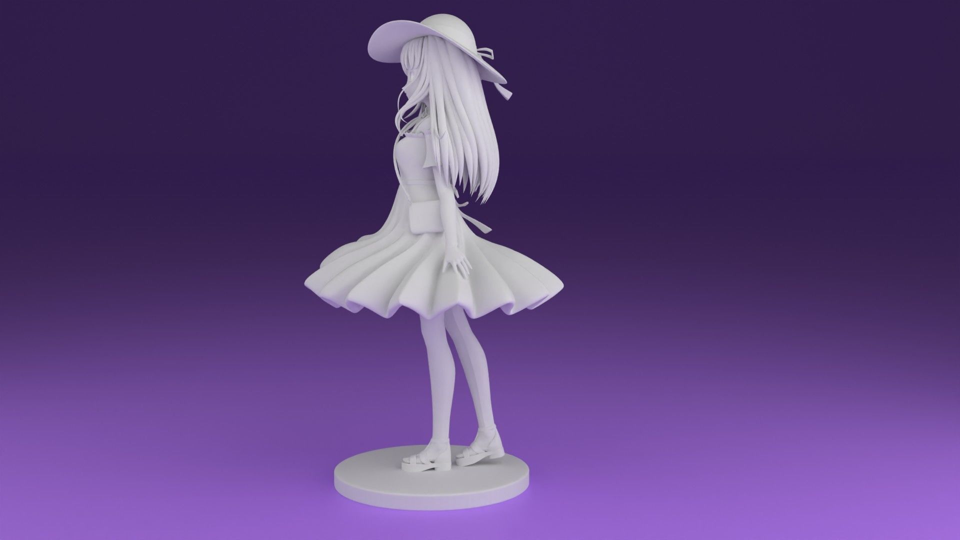 summer anime girl 3D model 3D printable | CGTrader
