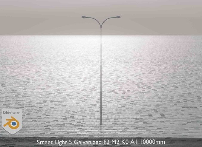 3D model Street Light 5 Galvanized F2 M2 K0 A1 10000mm VR / AR / low ...