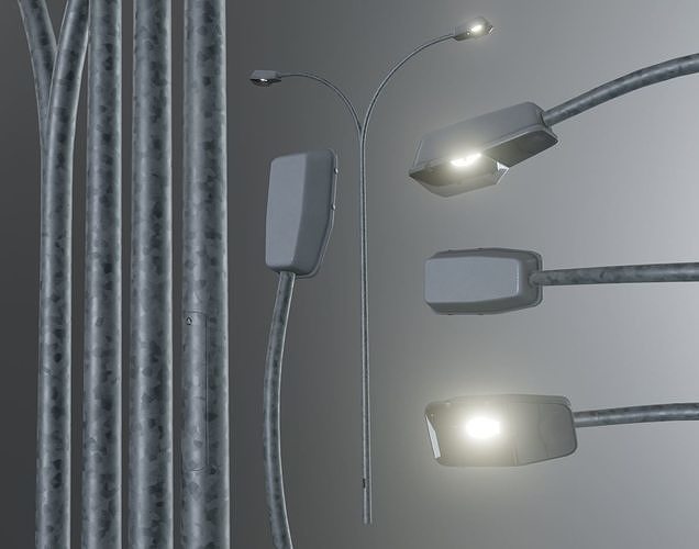 3D model Street Light 5 Galvanized F2 M3 K0 A1 6000mm VR / AR / low ...