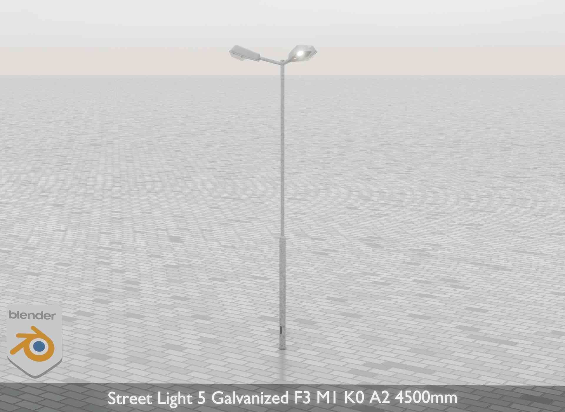 3D model Street Light 5 Galvanized F3 M1 K0 A2 4500mm VR / AR / low ...
