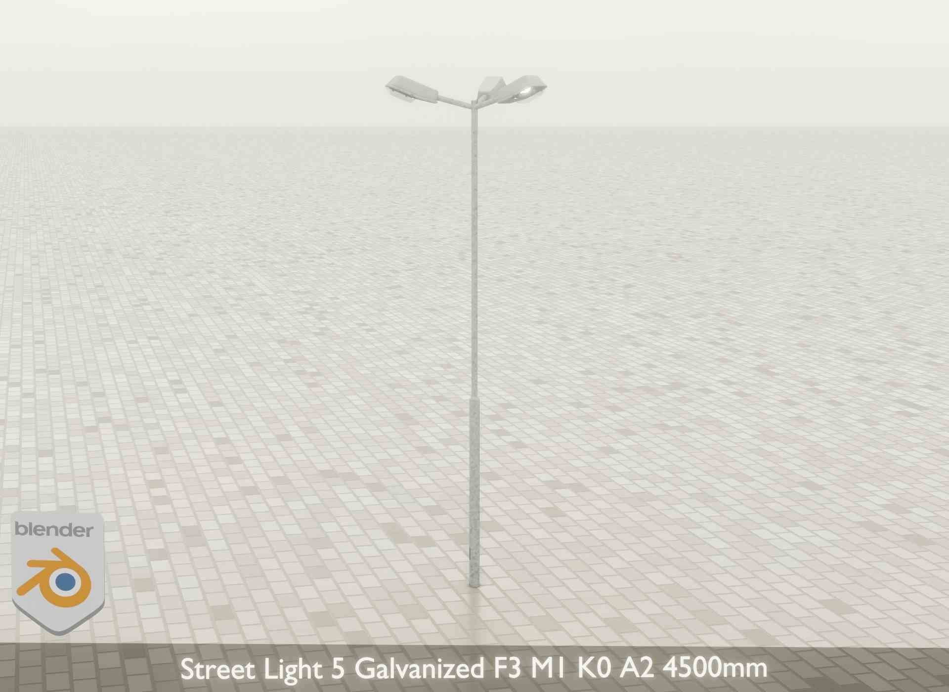 3D model Street Light 5 Galvanized F3 M1 K0 A2 4500mm VR / AR / low ...