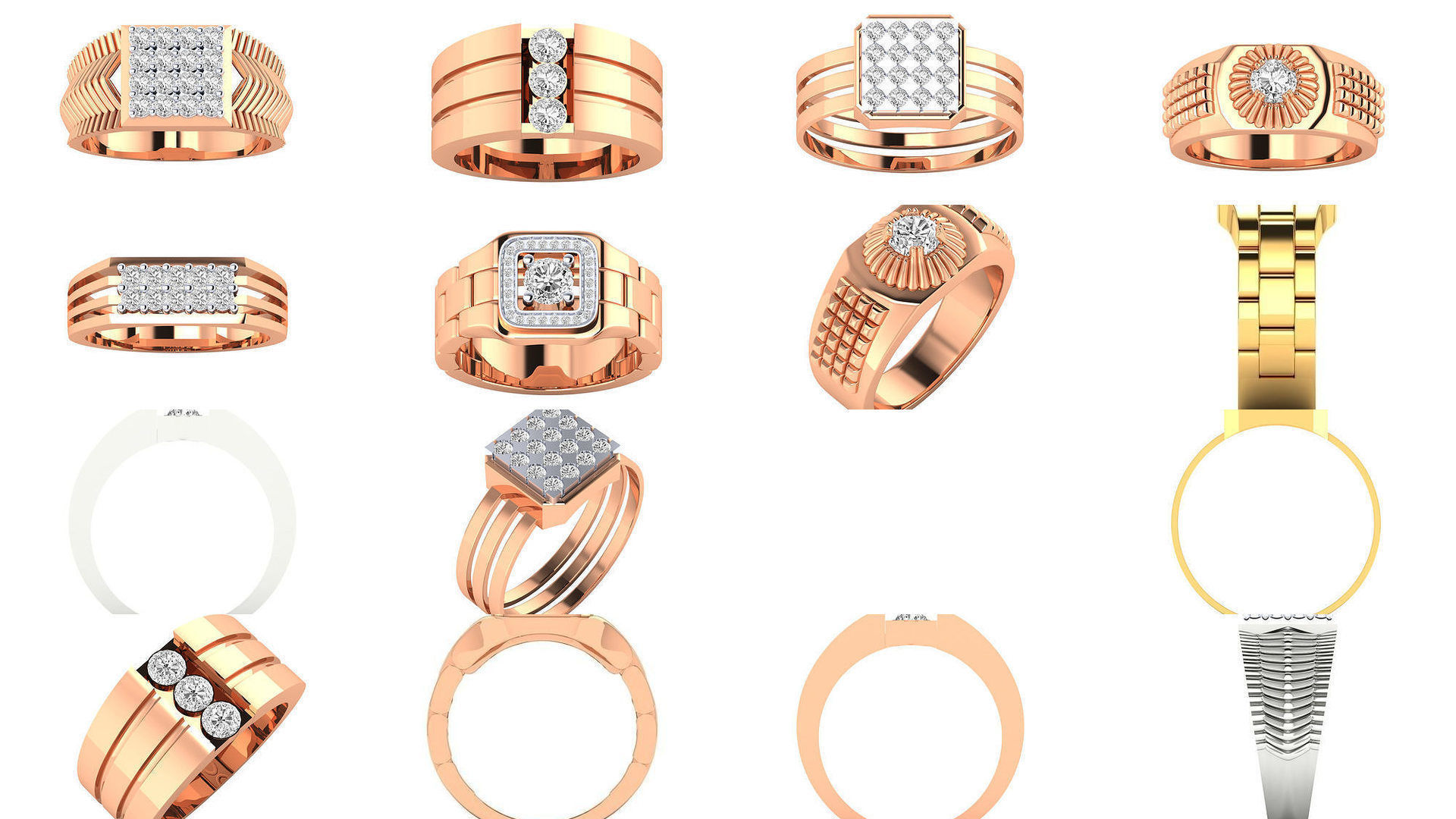 38 Mens Rings STL OBJ FBX Renders Details Collection | CGTrader