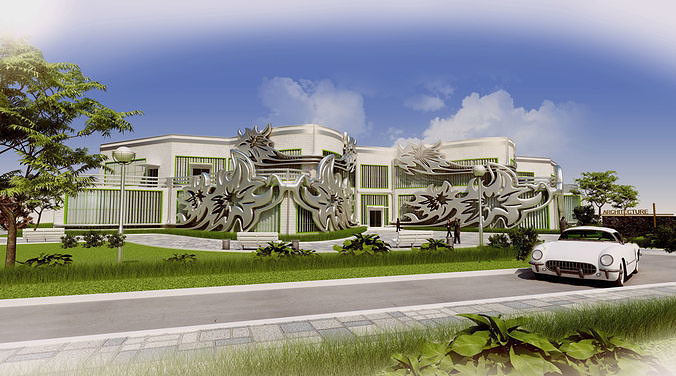 Flower building concept 3D model | CGTrader