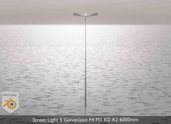 3D model Street Light 5 Galvanized F4 M1 K0 A2 6000mm VR / AR / low ...