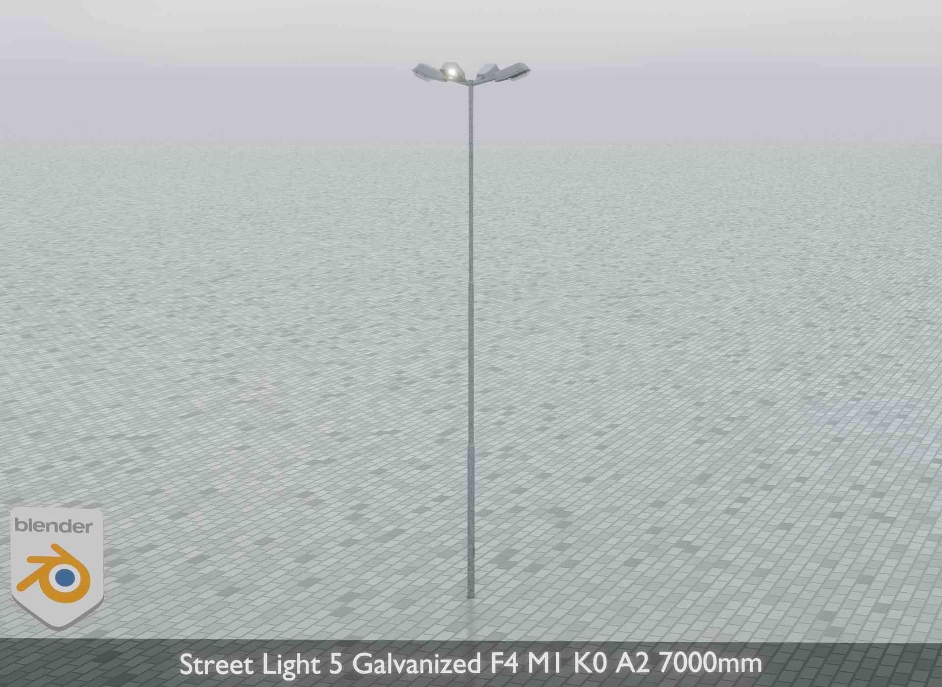 3D model Street Light 5 Galvanized F4 M1 K0 A2 7000mm VR / AR / low ...