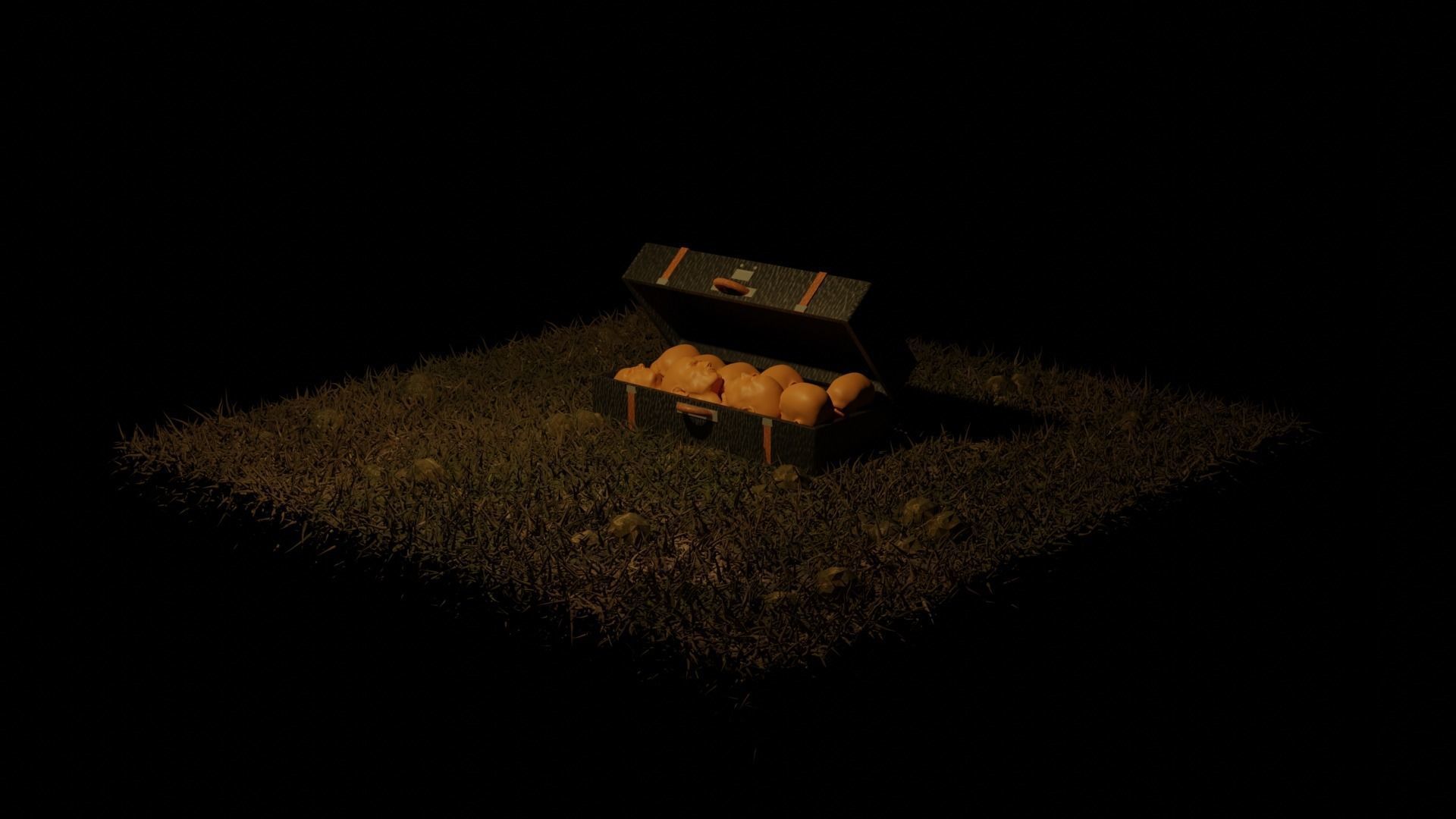 3D MODELING OF A SUITCASE FULL OF HUMAN HEADS 3D model | CGTrader