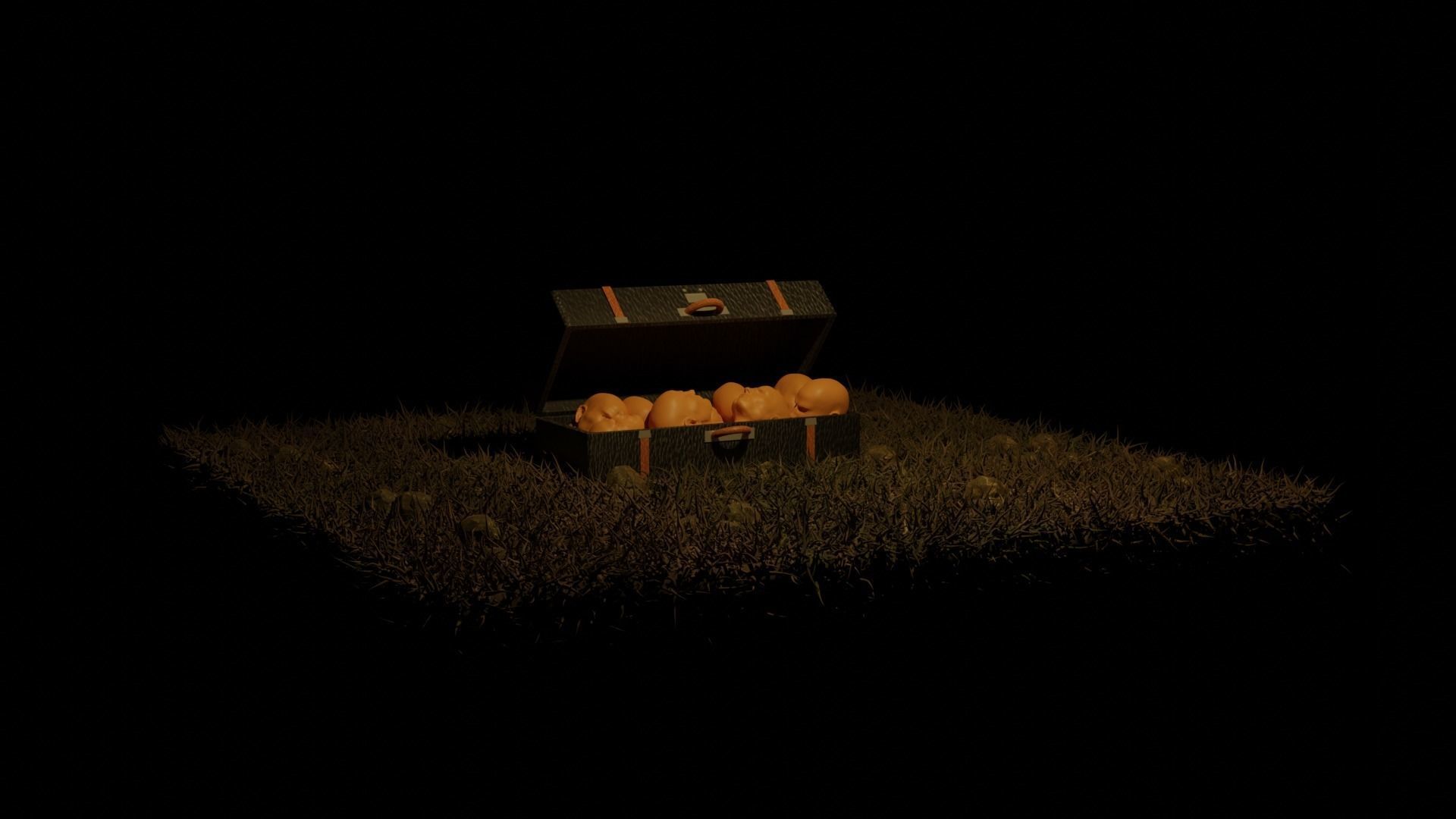 3D MODELING OF A SUITCASE FULL OF HUMAN HEADS 3D model | CGTrader