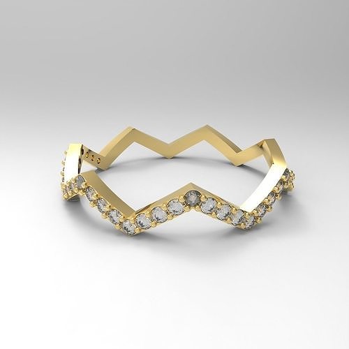 Diamond Zig Zag Ring main size 19mm 3D model 3D printable | CGTrader
