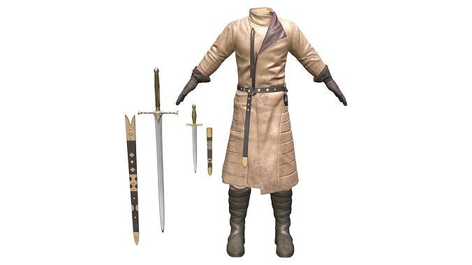 3D model Medieval Male Swordsman Full Wear VR / AR / low-poly | CGTrader