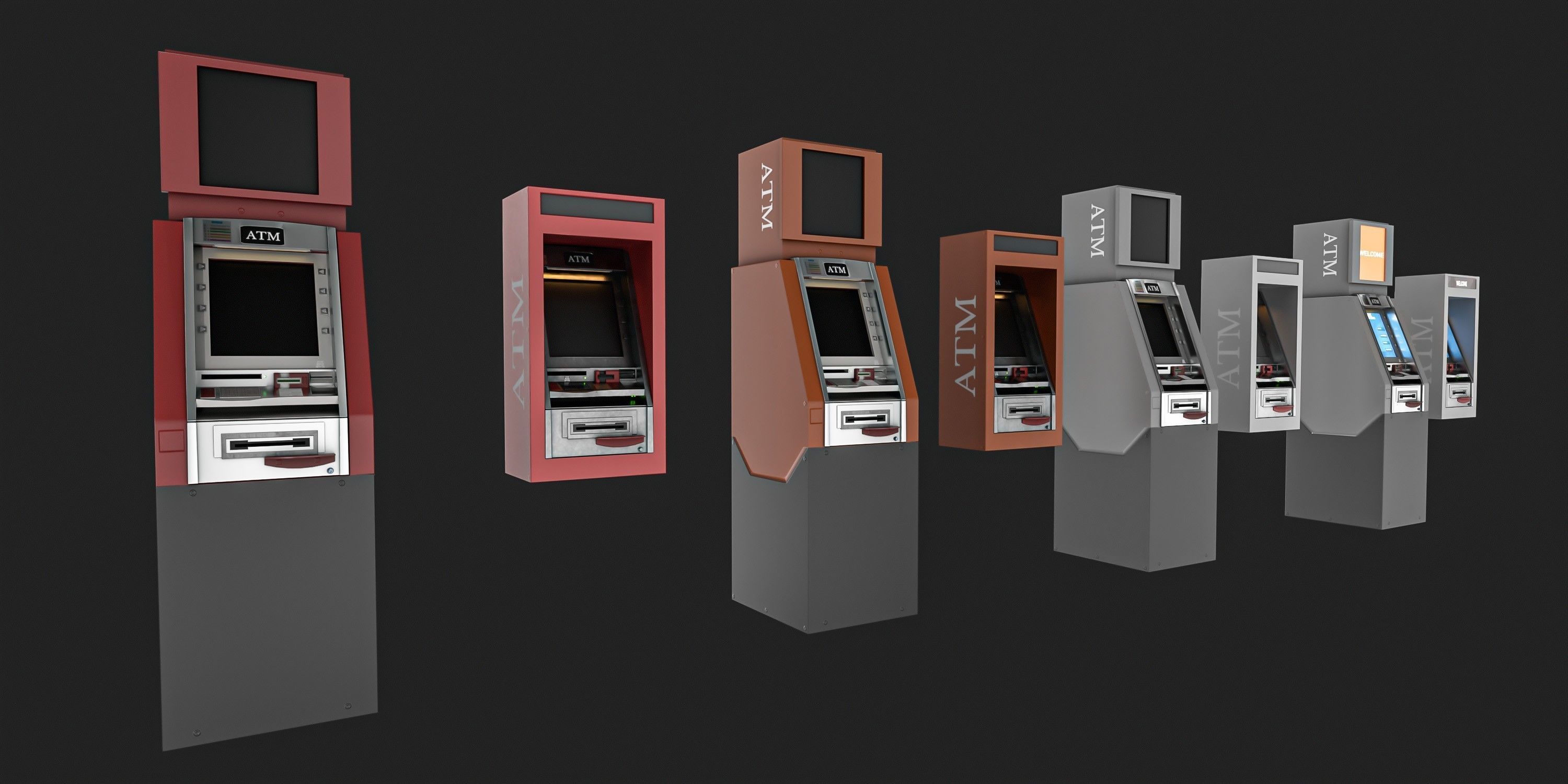 3D model ATM Machine Pack VR / AR / low-poly | CGTrader