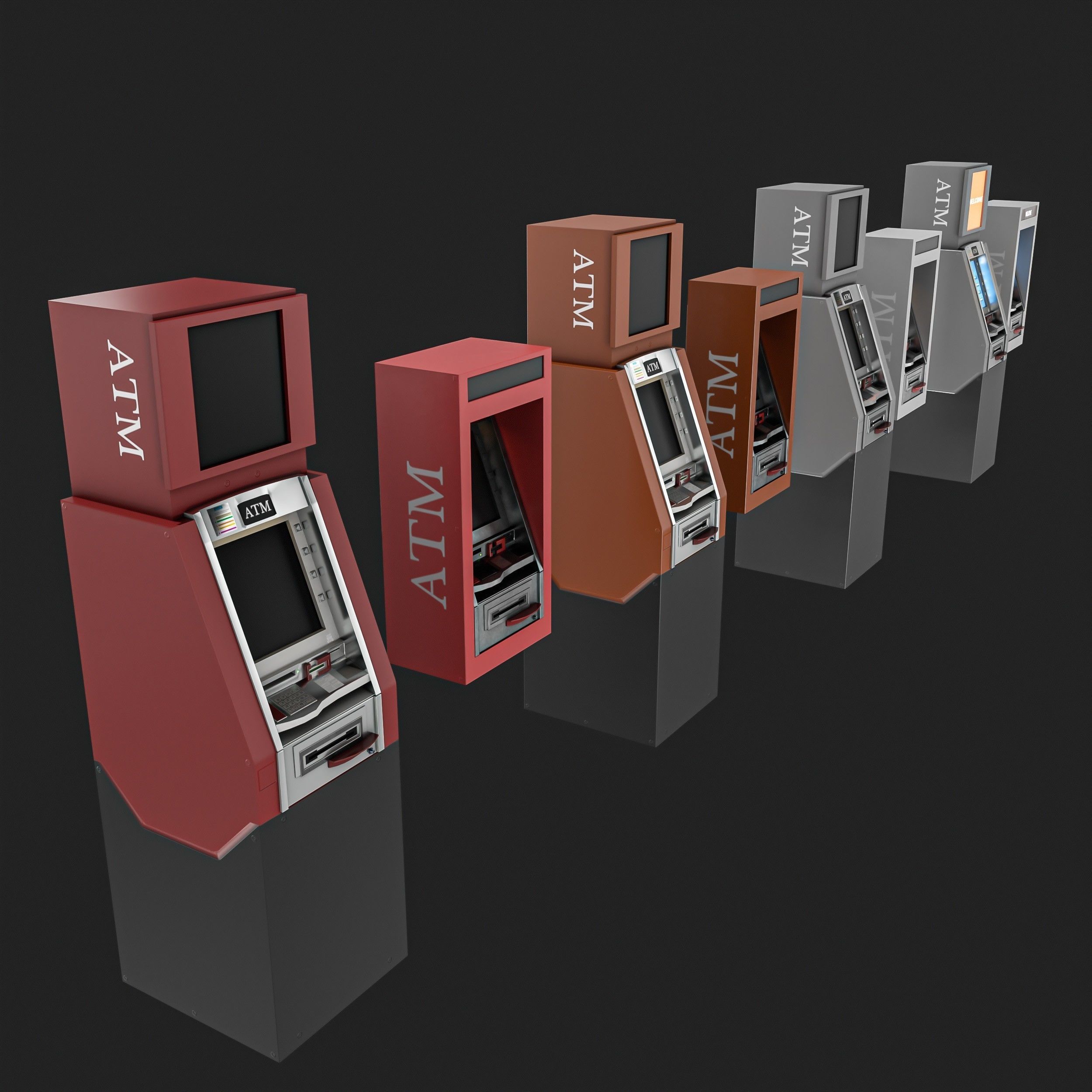 3D model ATM Machine Pack VR / AR / low-poly | CGTrader