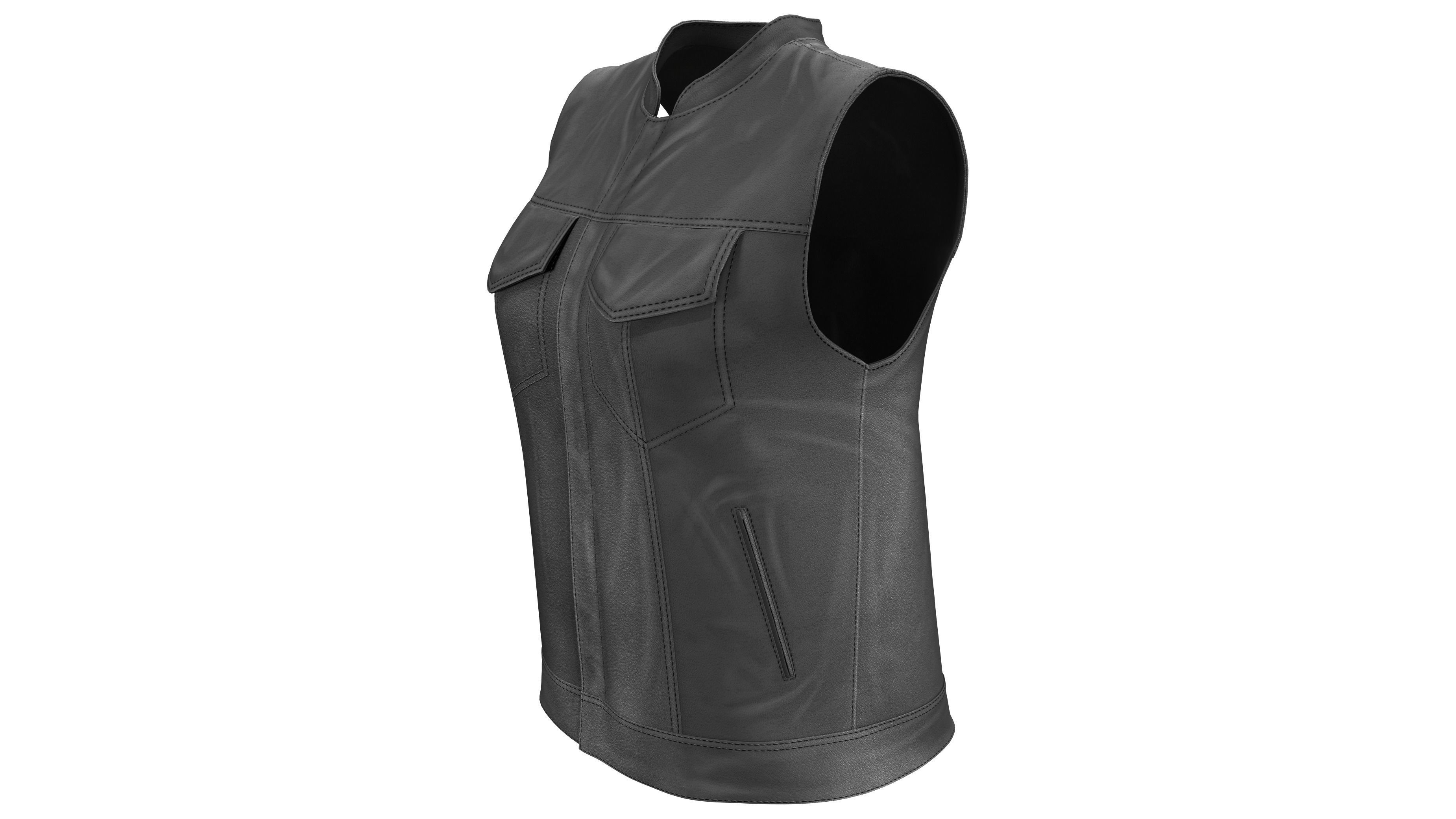 3D model Female Sleeveless Leather Vest VR / AR / low-poly | CGTrader