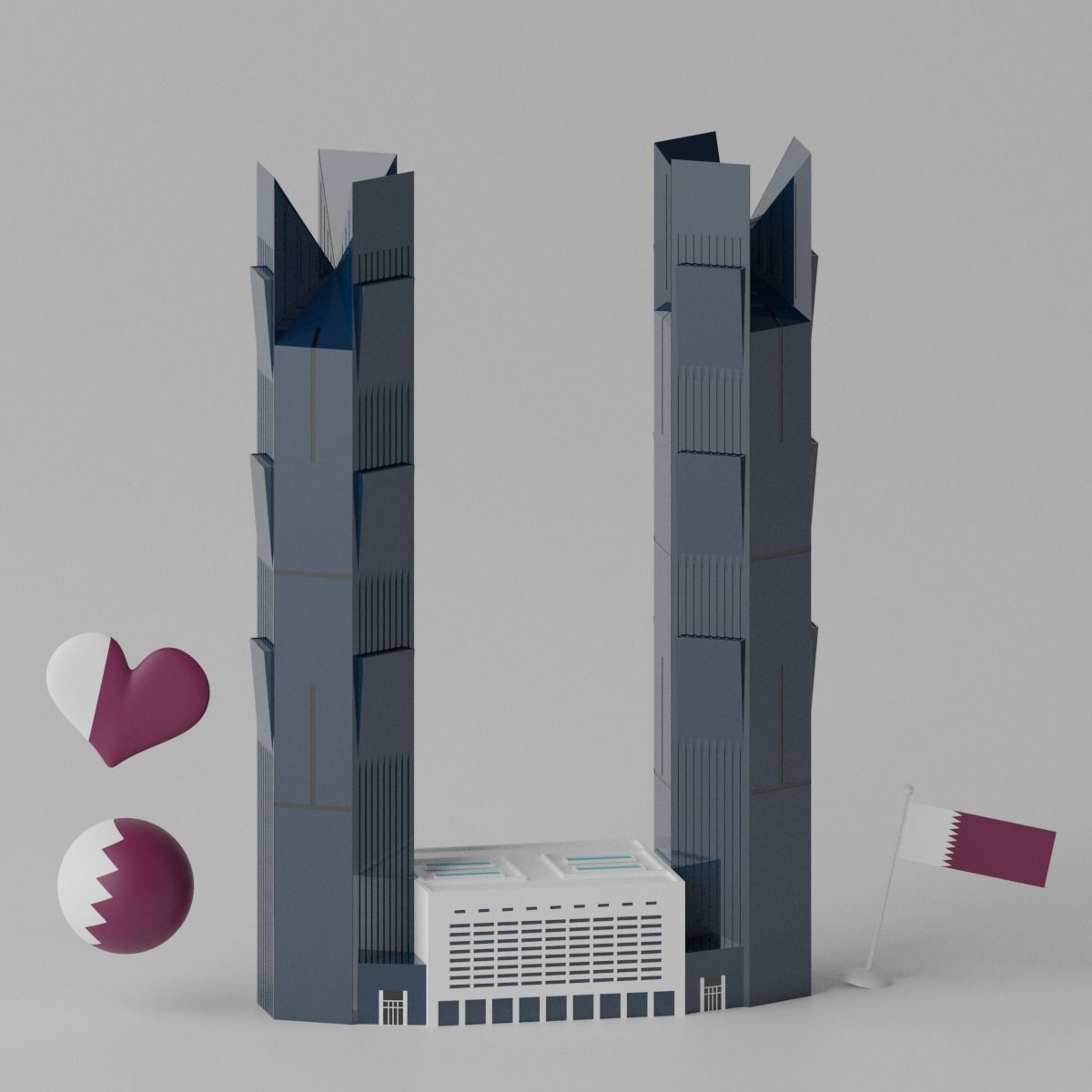 3D model Palm Towers Qatar Doha Landmark VR / AR / low-poly | CGTrader