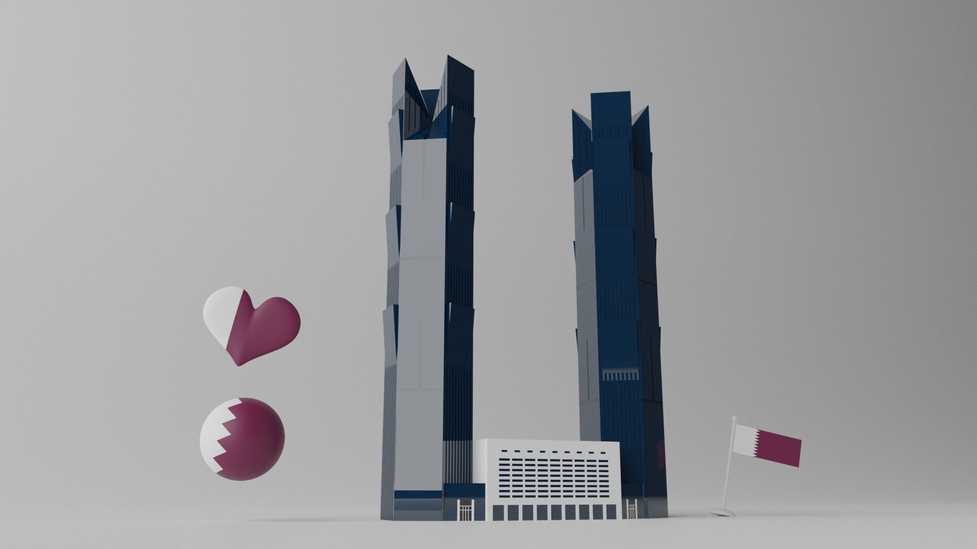 3D model Palm Towers Qatar Doha Landmark VR / AR / low-poly | CGTrader