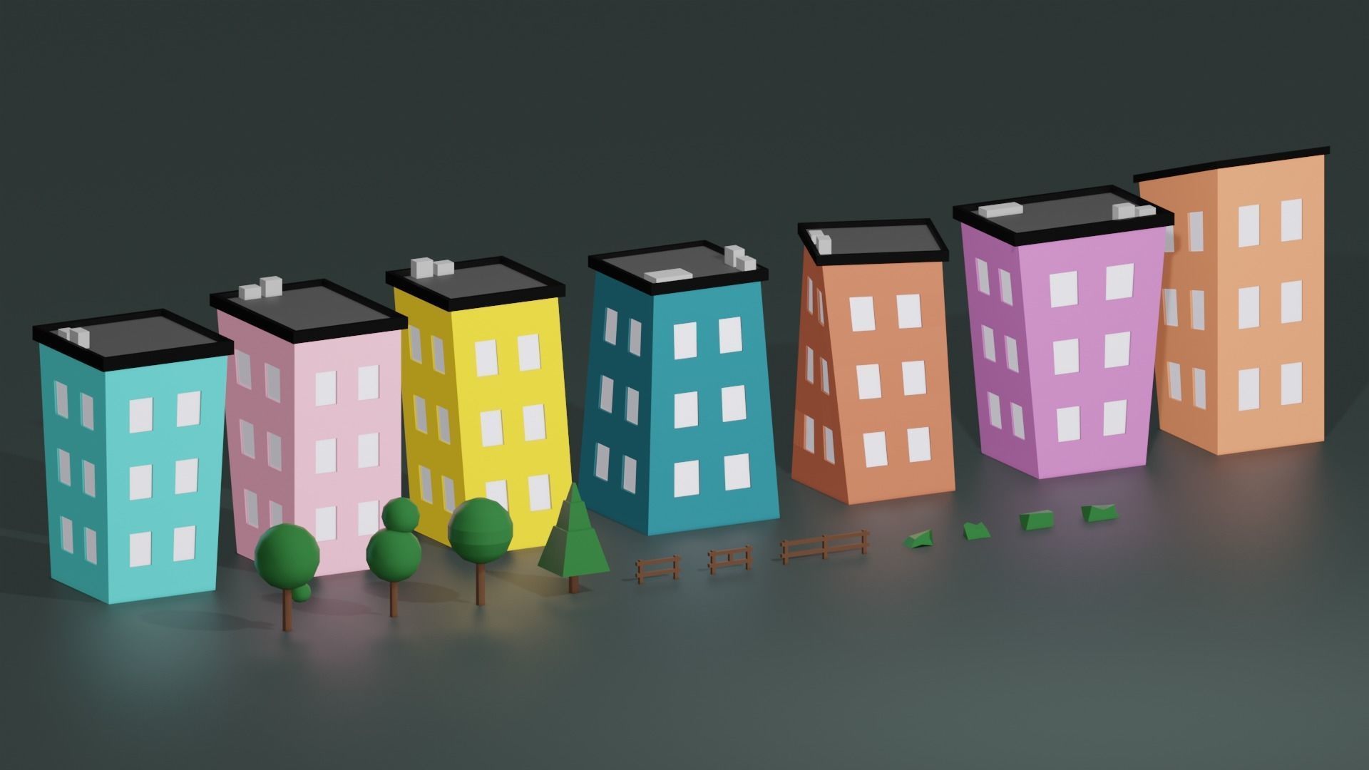 3D model Low-poly buildings - Low-poly VR / AR / low-poly | CGTrader