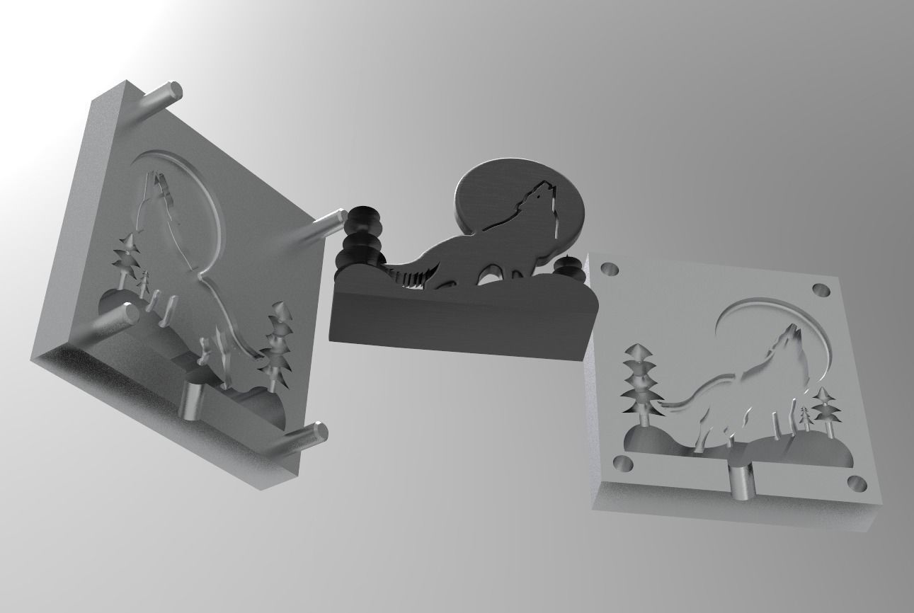 Night howl of wolves 3D model 3D printable | CGTrader