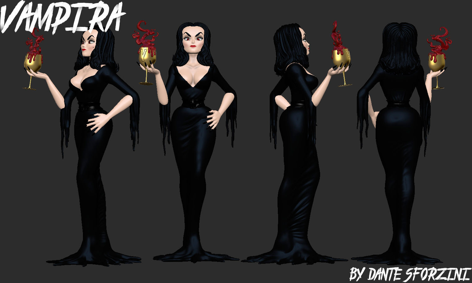Vampira Figurine 3D model 3D printable | CGTrader
